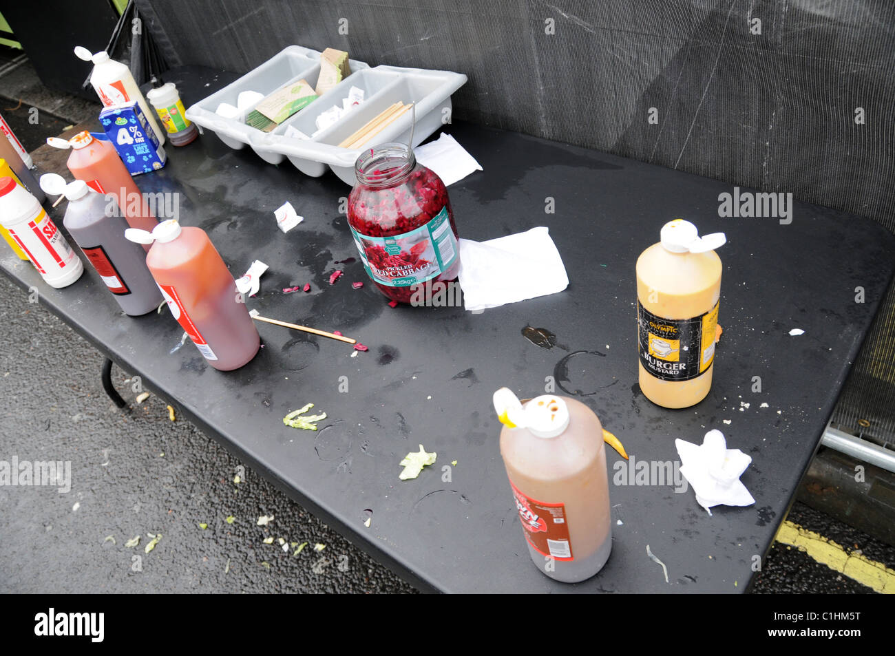 Fast food mess ketchup sauce mustard condiments Stock Photo - Alamy