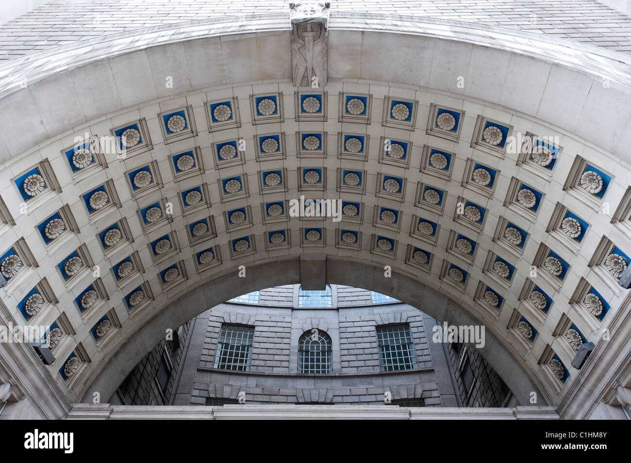 Archway at the entrance to the MI5 building on Millbank, Westminster ...