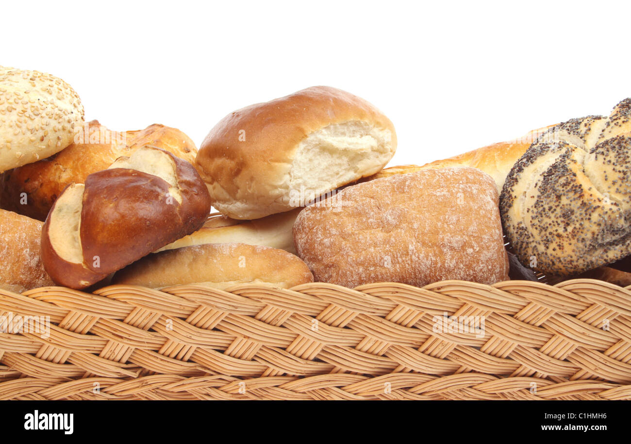 Bread and buns isolated against a white background Stock Photo - Alamy