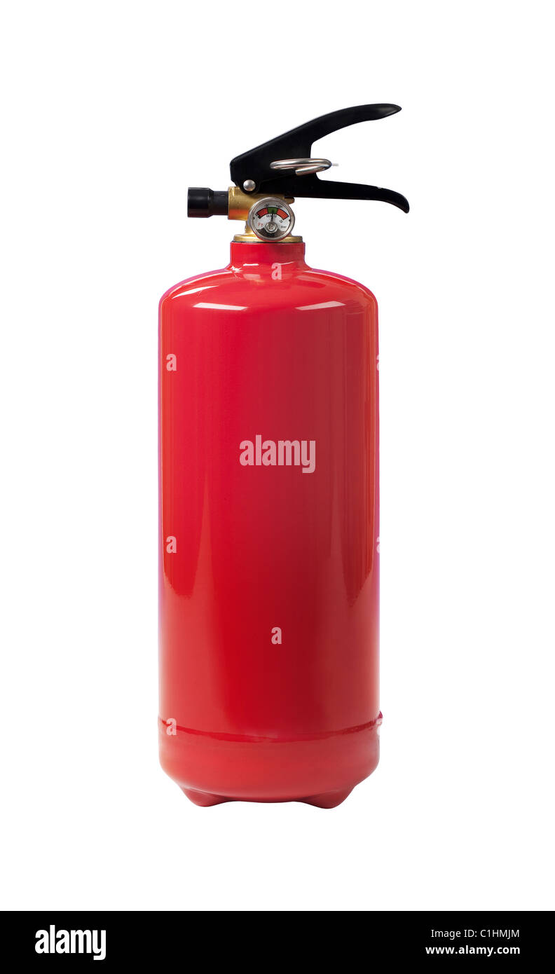 Red fire extinguisher isolated on white Stock Photo - Alamy