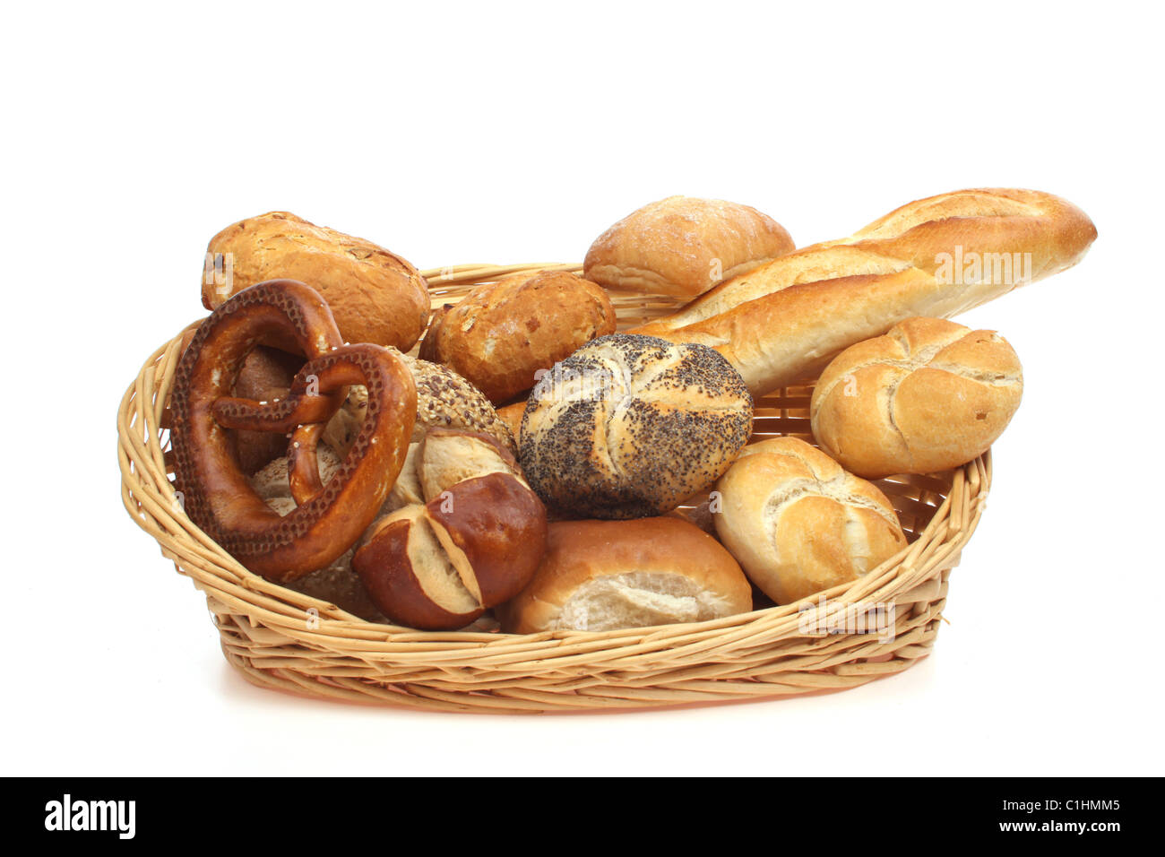 Bread and buns isolated against a white background Stock Photo - Alamy