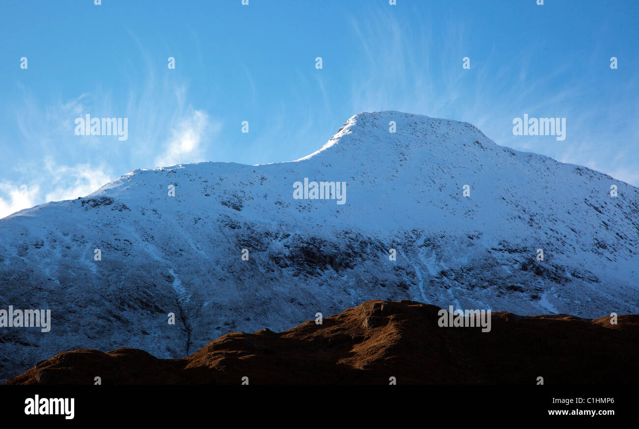 Spindrift on the snow covered mountains of Glen Shiel Wester Ross ...