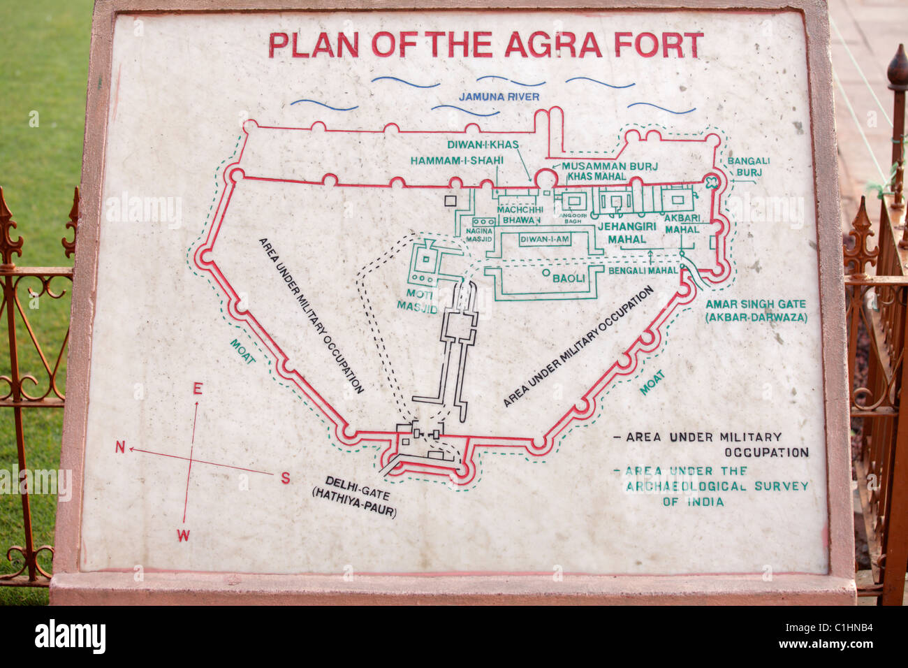 Plan of the Red Fort in Agra, India Stock Photo - Alamy