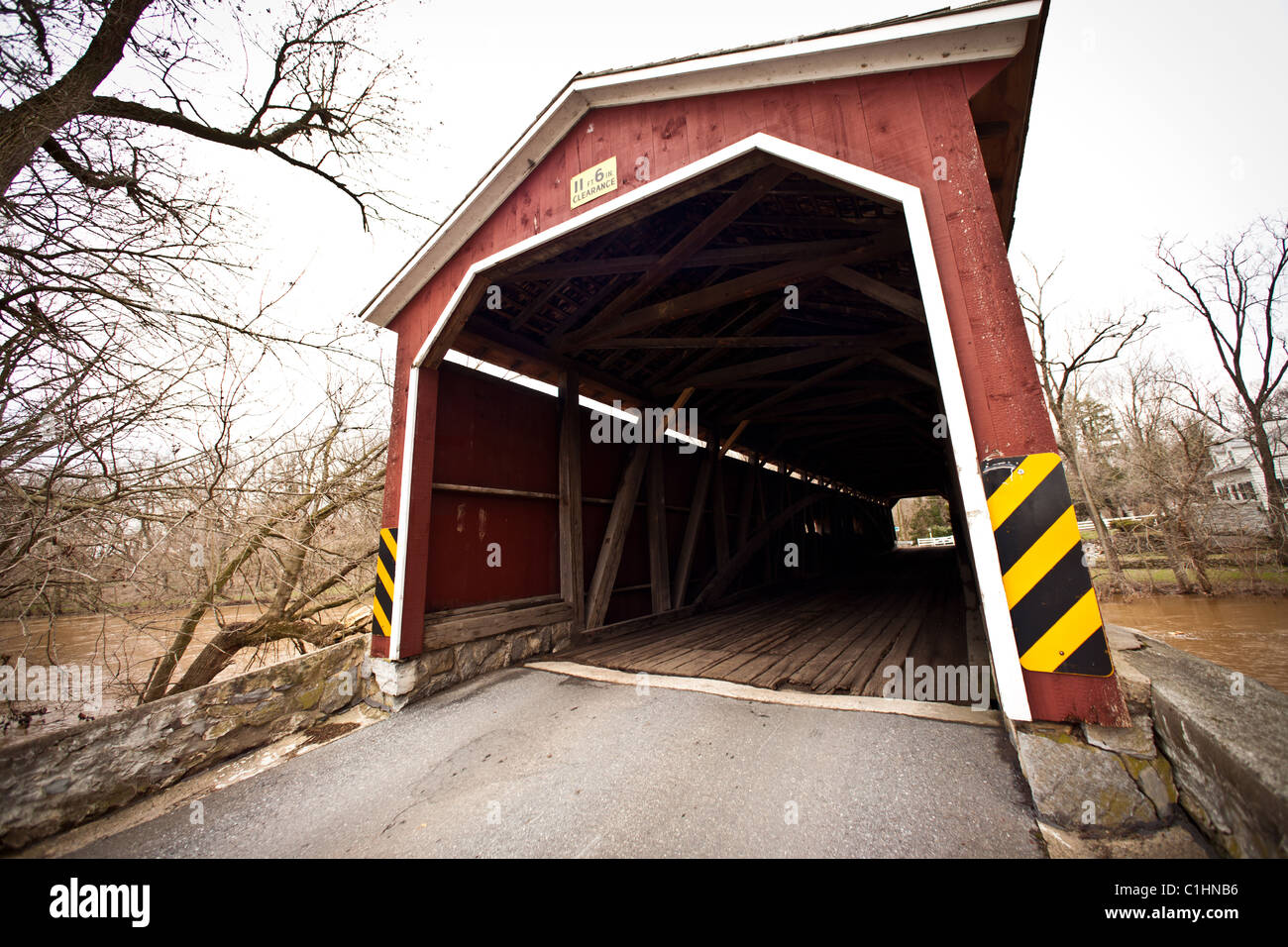 Amish built Pinetown Covered Bridge Upper Leacock Township, PA Stock ...