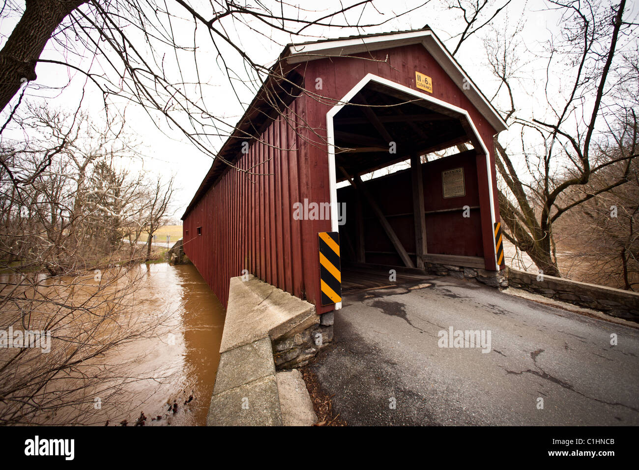 Amish built Pinetown Covered Bridge Upper Leacock Township, PA Stock ...