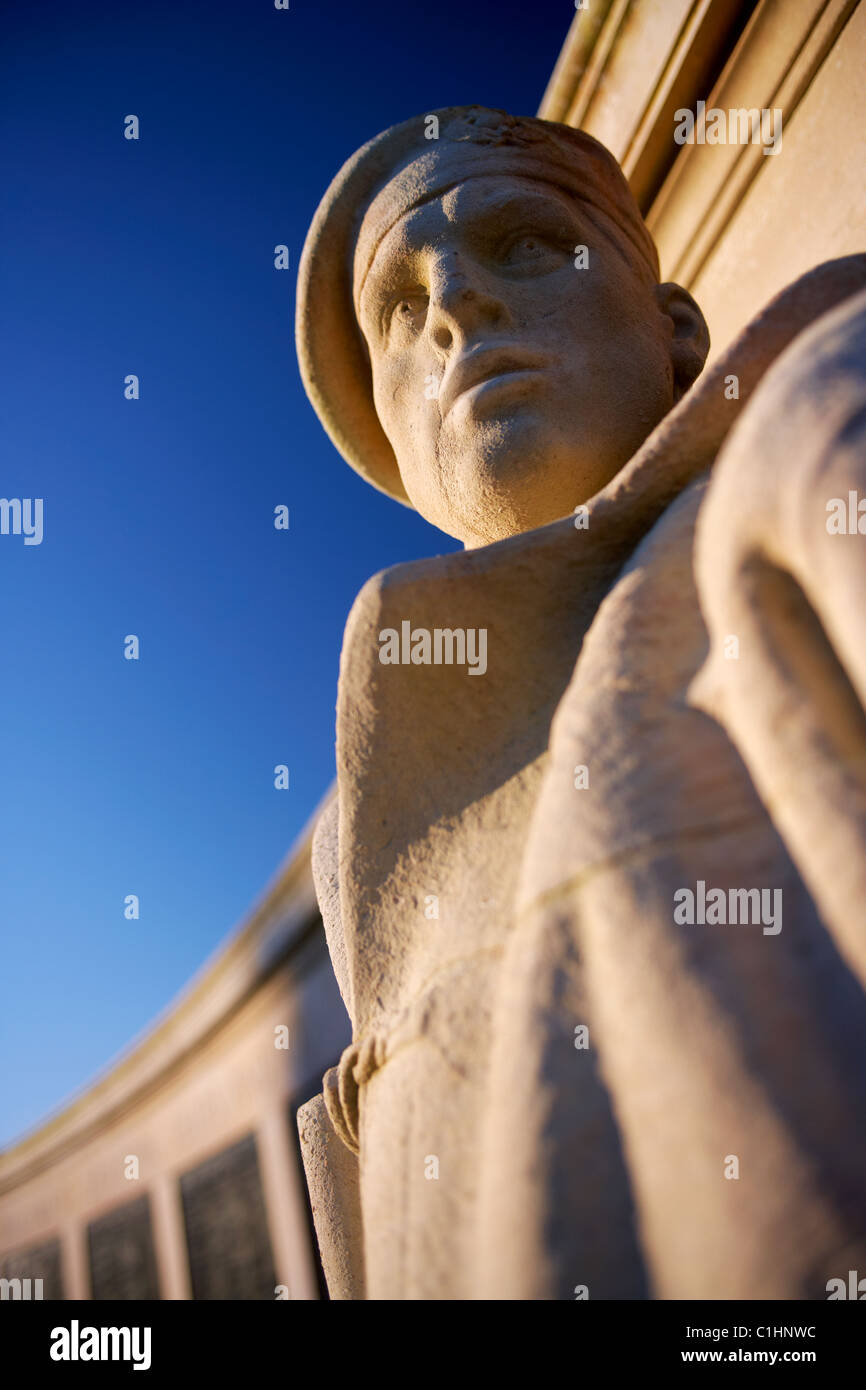 Royal Marine Commando statue at the cenataph on Plymouth Hoe Devon UK ...