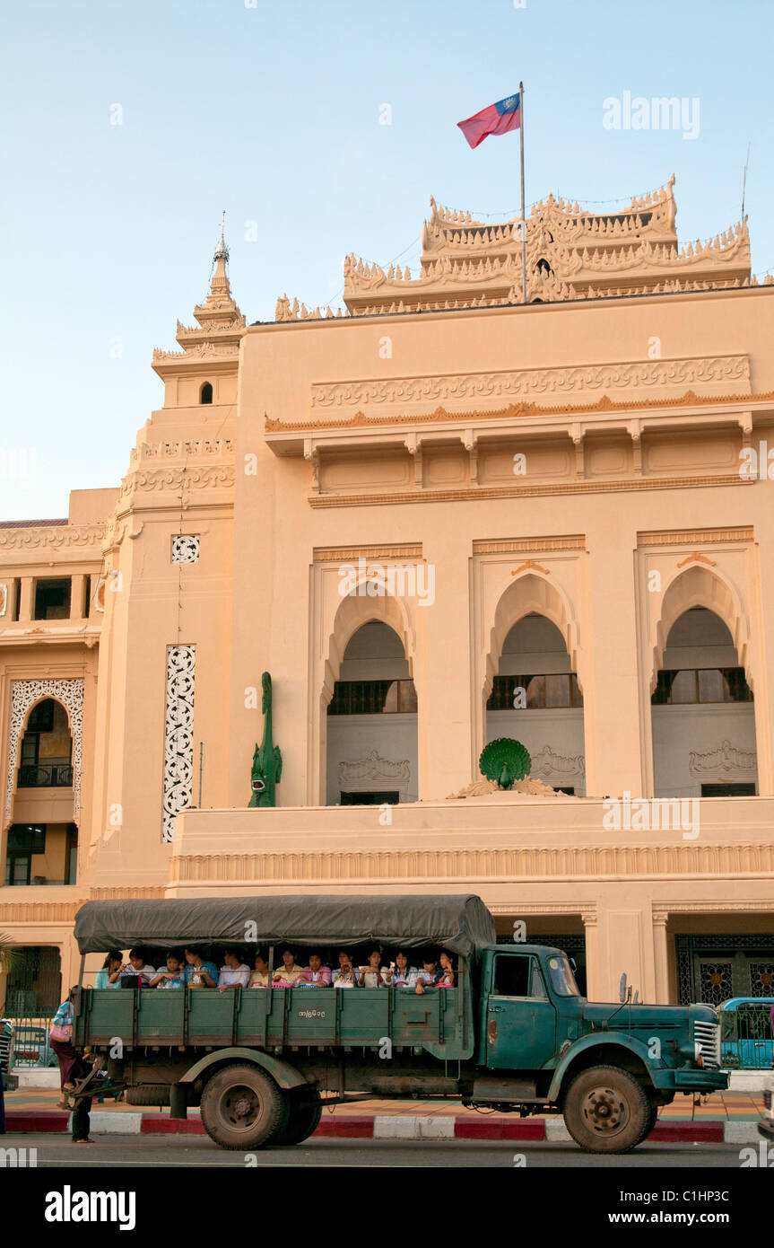 MYANMAR/BURMA. PASSENGERS ON A PUBLIC TRANSPORT LORRY BY BRITISH RAJ ...