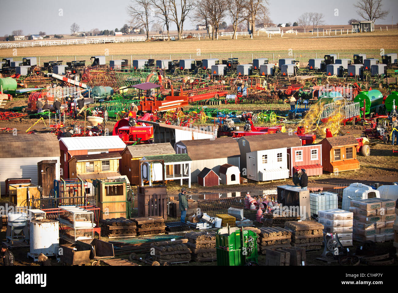 Overview of an Amish annual Mud Sale to support the Fire Department in ...