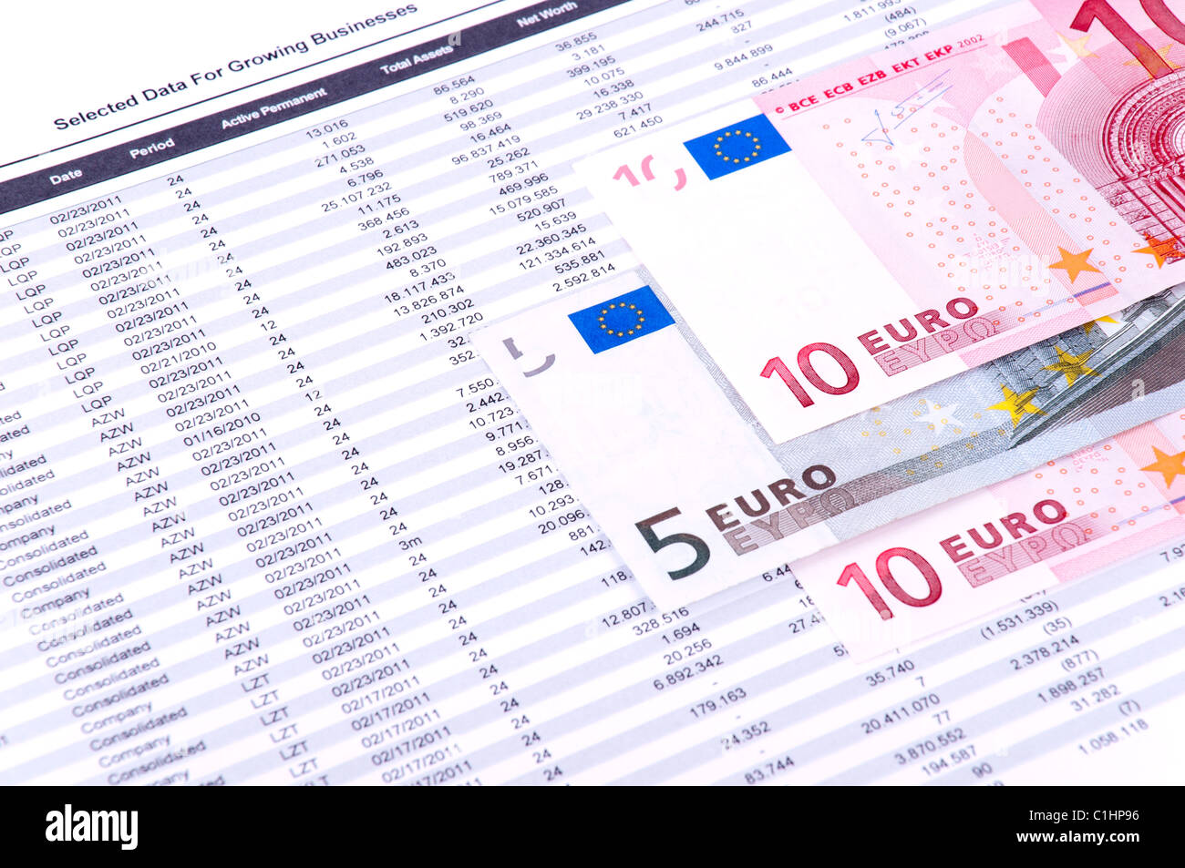 Report financial data with industry growth. European currency Stock ...