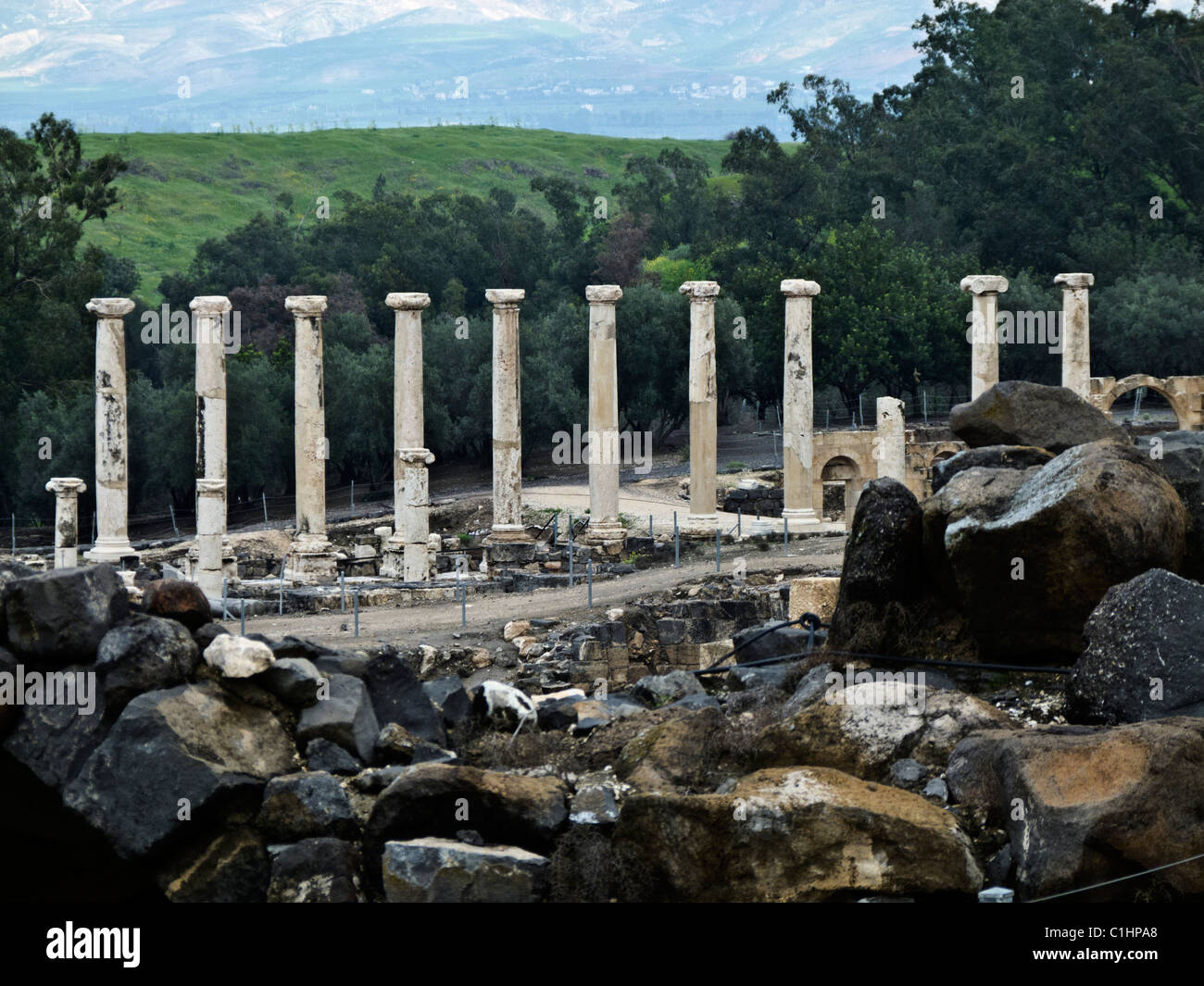 Beit Shean, Scythopolis. Israel National Park roman columns and ...