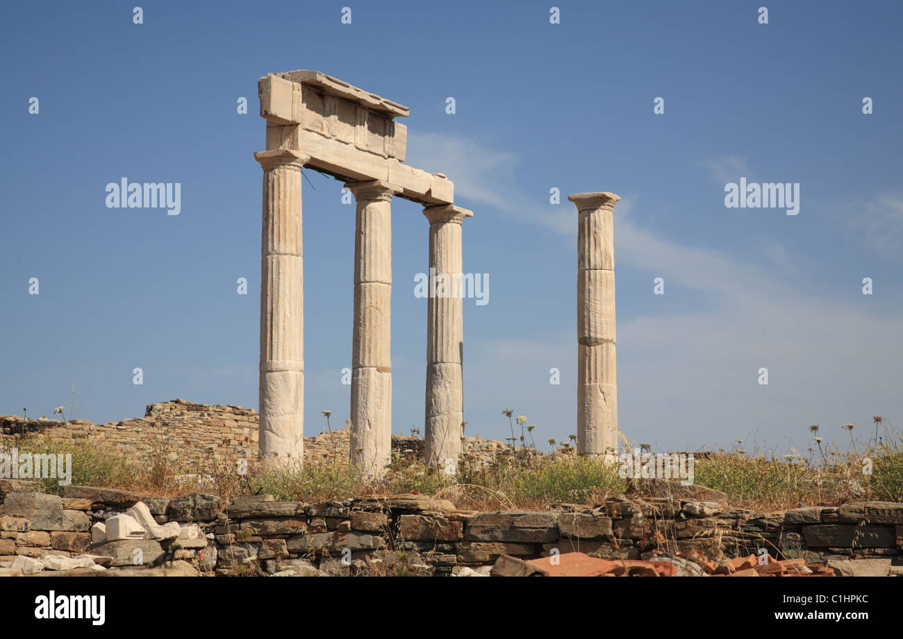 Temple of Apollo, Delos, Cyclades, Greek Islands, Greece, Europe Stock ...