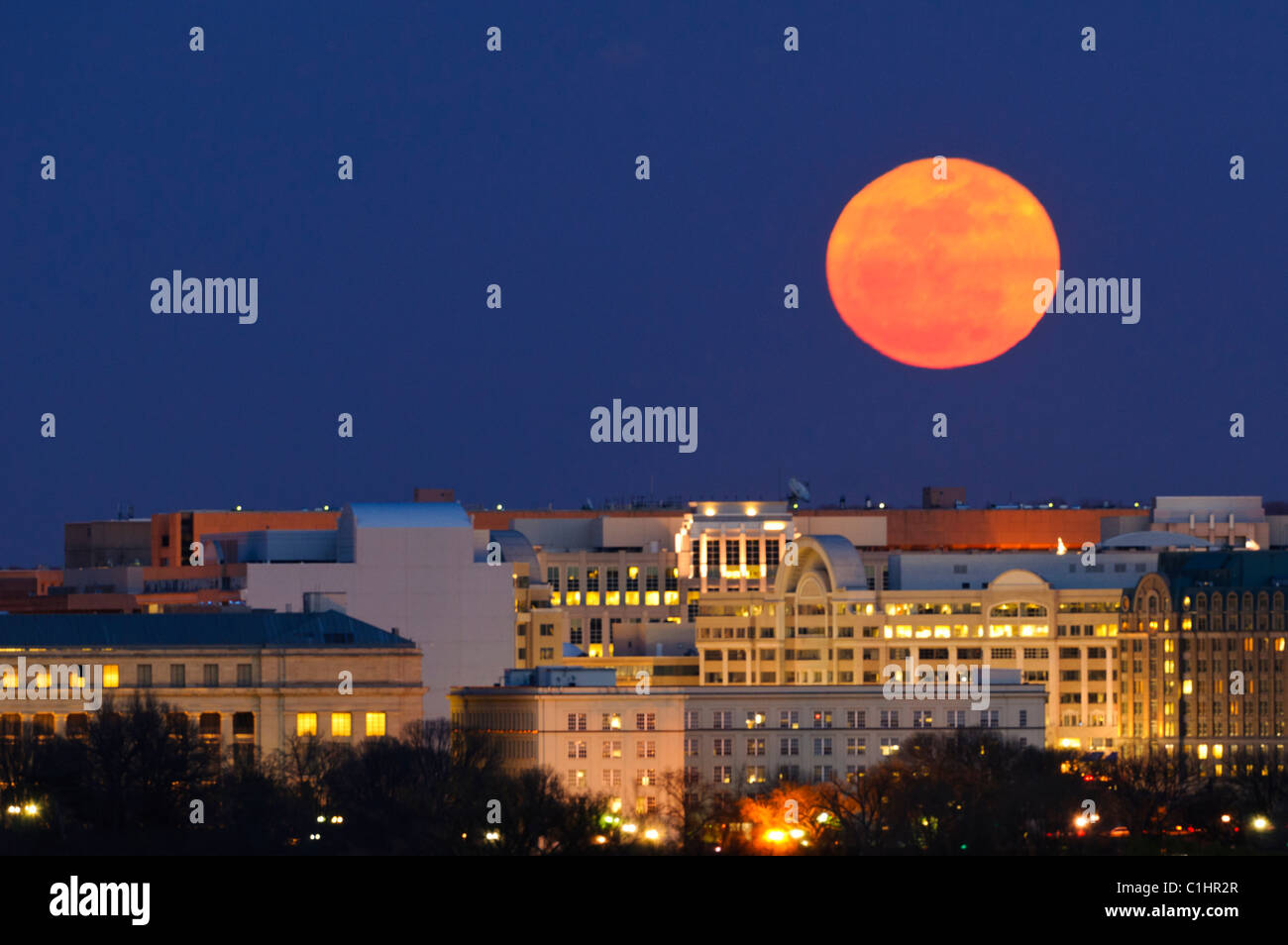 WASHINGTON DC, USA - Rising of the so-called Super Moon taken from near ...
