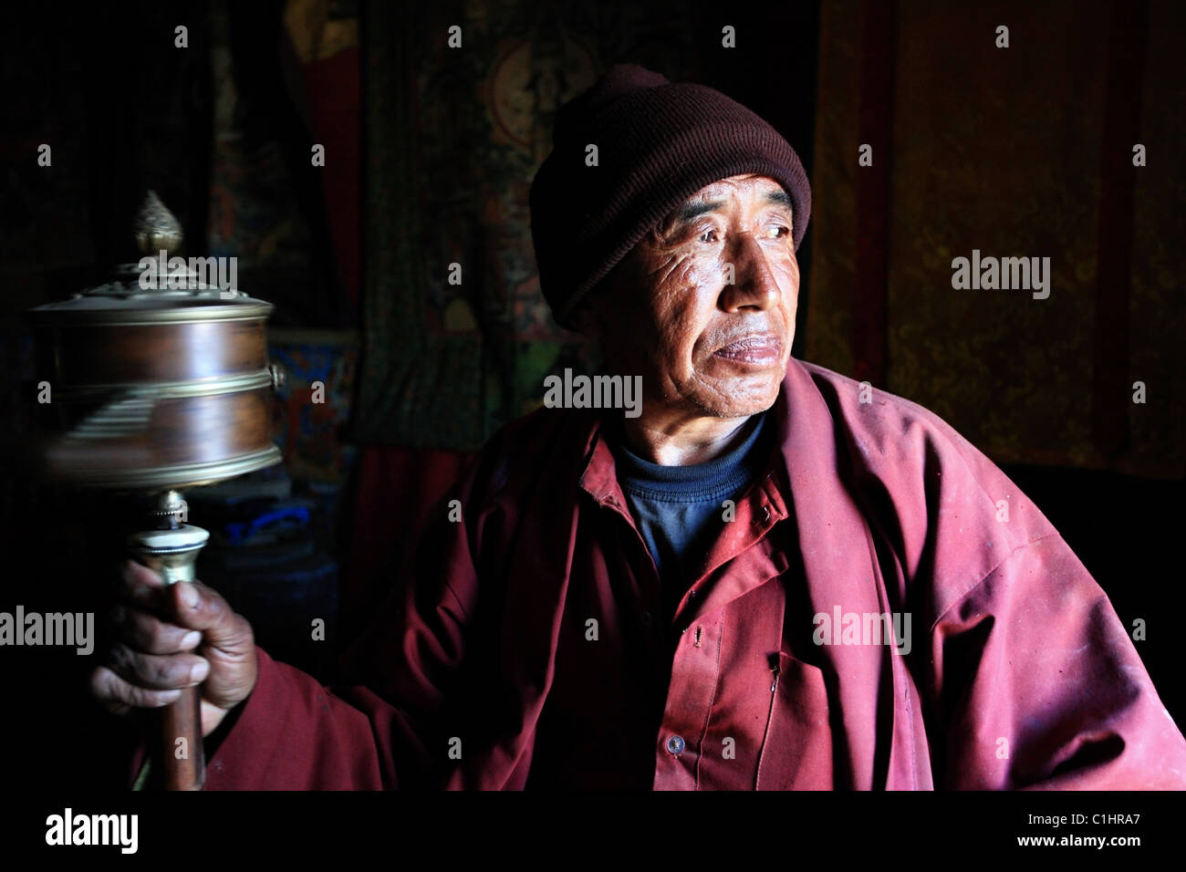 Buddhist lama during rituals in Nepal Himalaya Stock Photo - Alamy