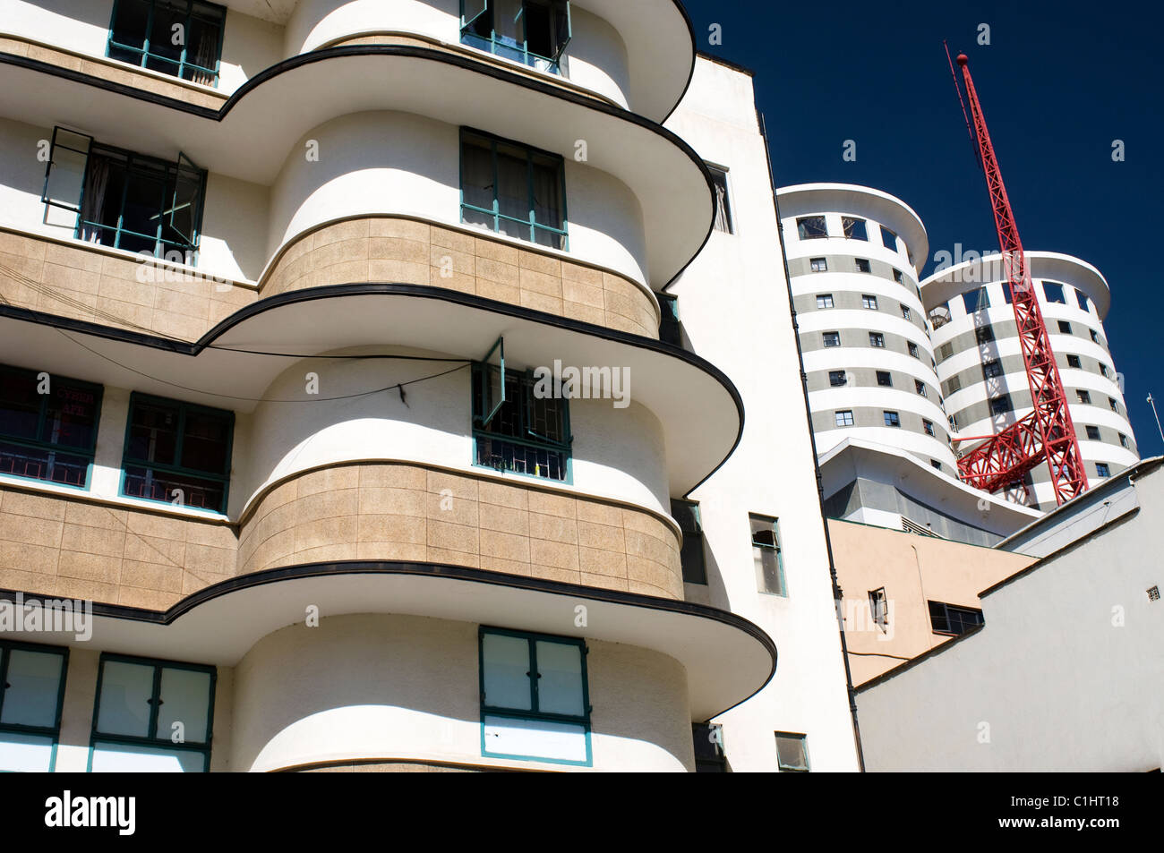 Art deco apartments and Nation Centre nairobi kenya Stock Photo - Alamy