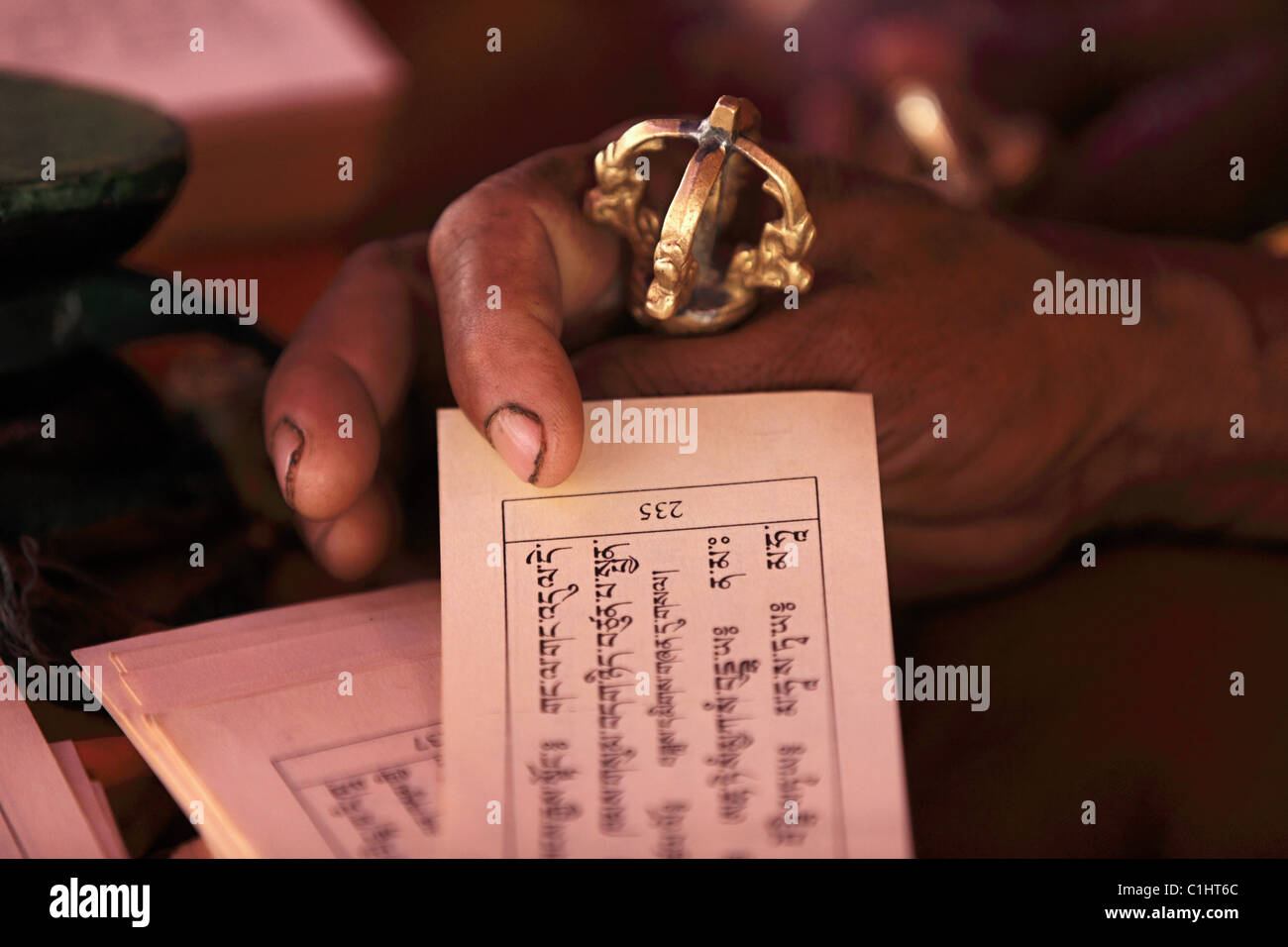 Buddhist lama during rituals in Nepal Himalaya Stock Photo - Alamy