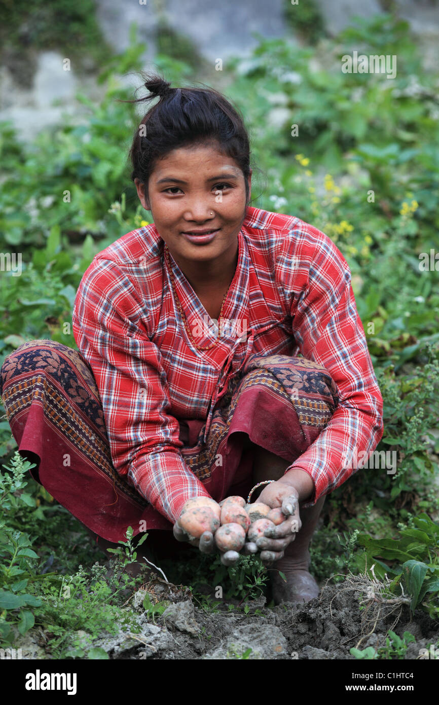 Nepali woman in the Himalaya Stock Photo - Alamy
