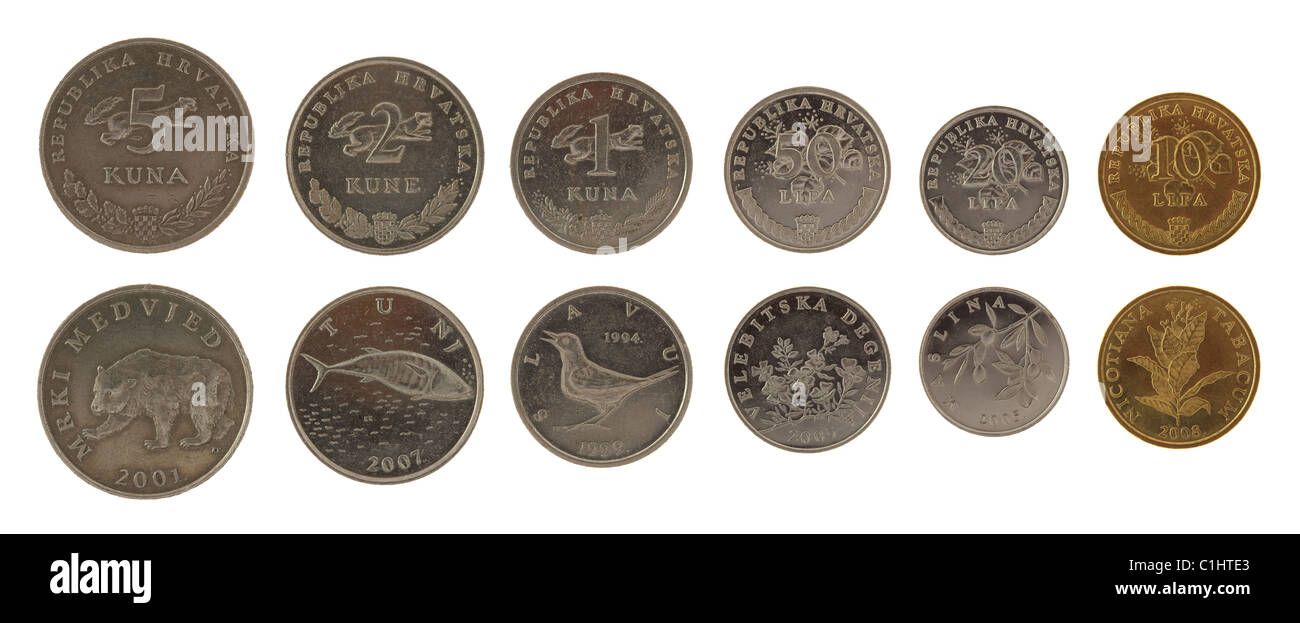 Set of Croatian Kuna coins isolated on white Stock Photo - Alamy