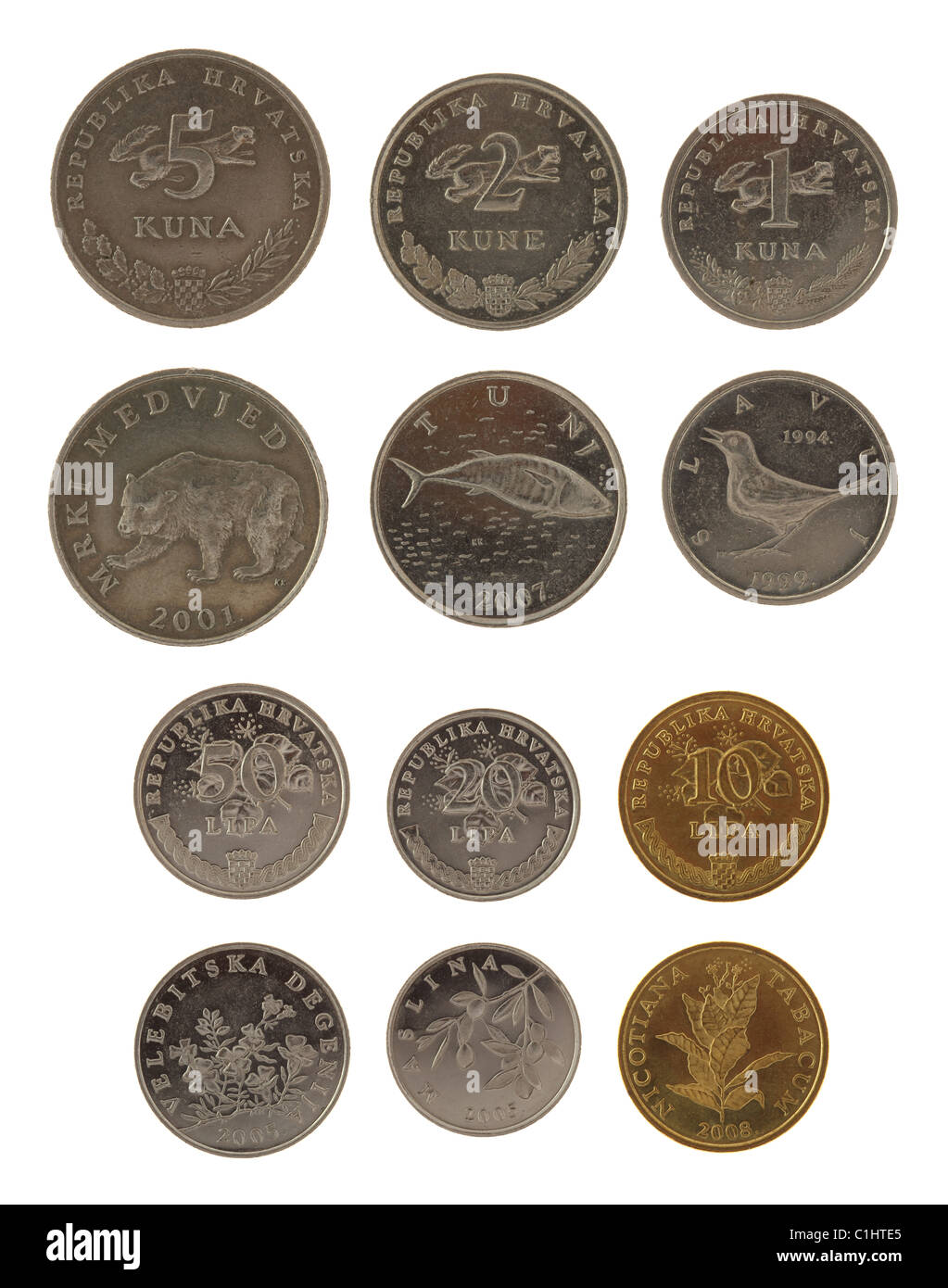 Set of Croatian Kuna coins isolated on white Stock Photo - Alamy