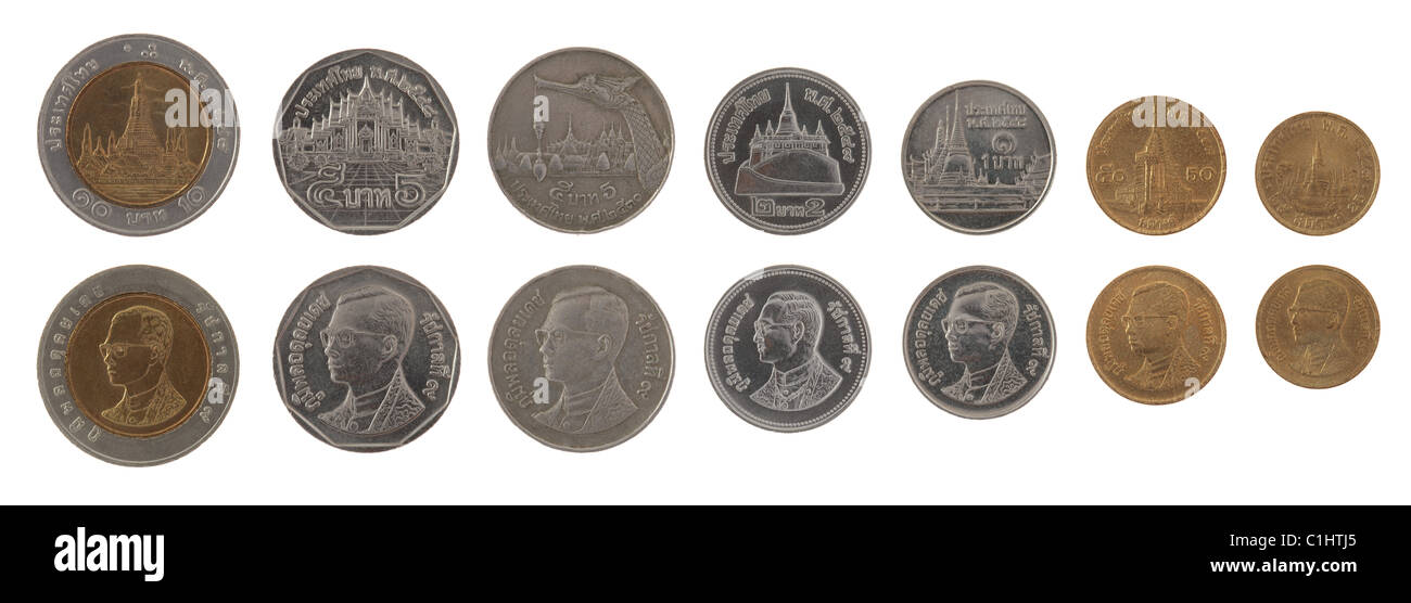 Set of Thai Baht coins isolated on white Stock Photo - Alamy