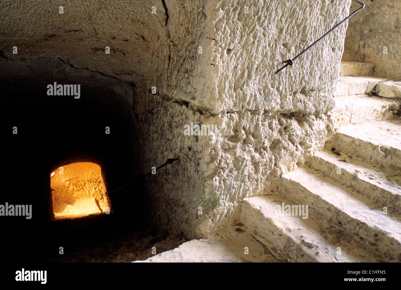 France, Indre et Loire, Rochecorbon, Basse Riviers manor, troglodytic ...