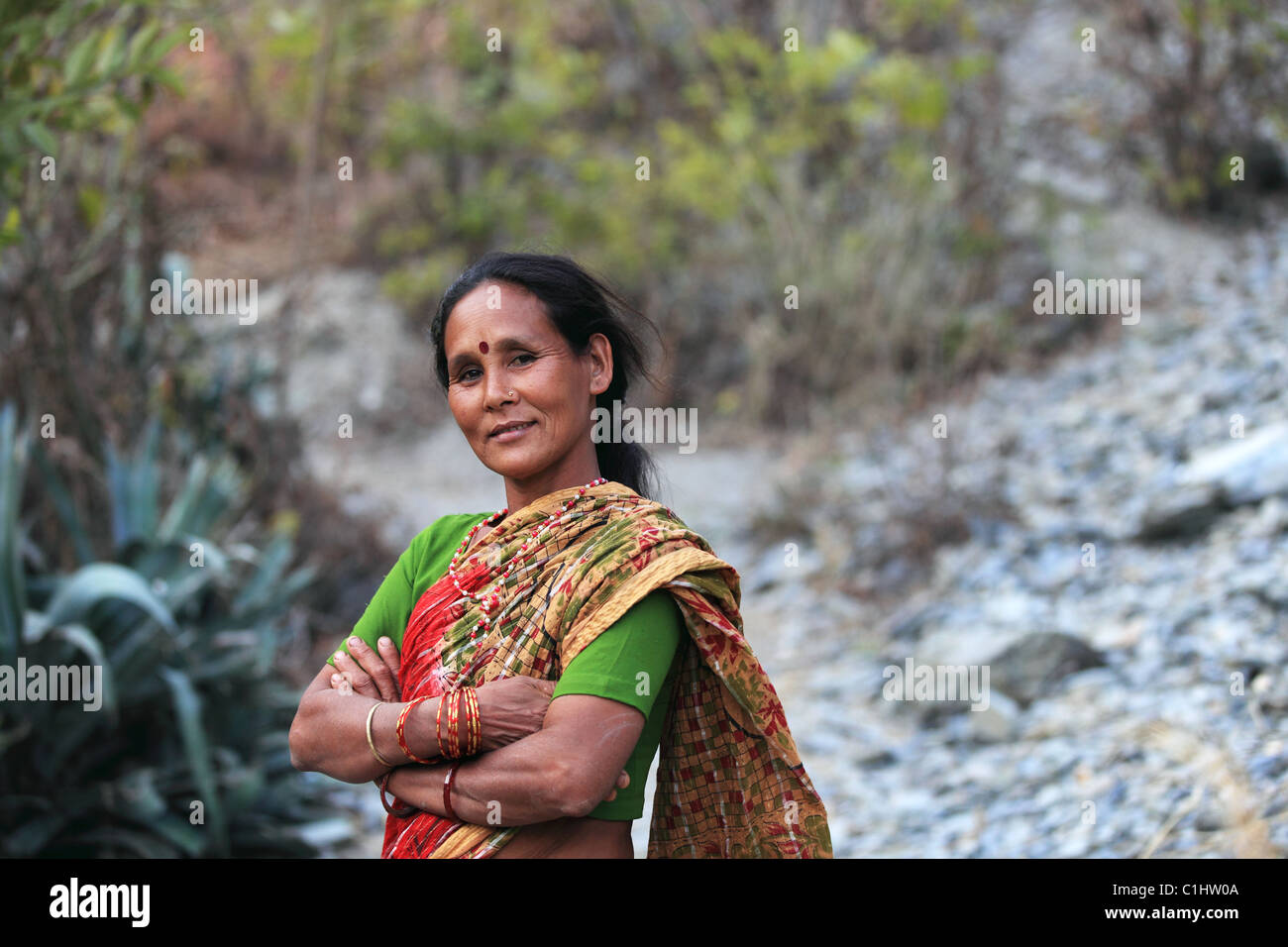 Nepali woman in the Himalaya Stock Photo - Alamy