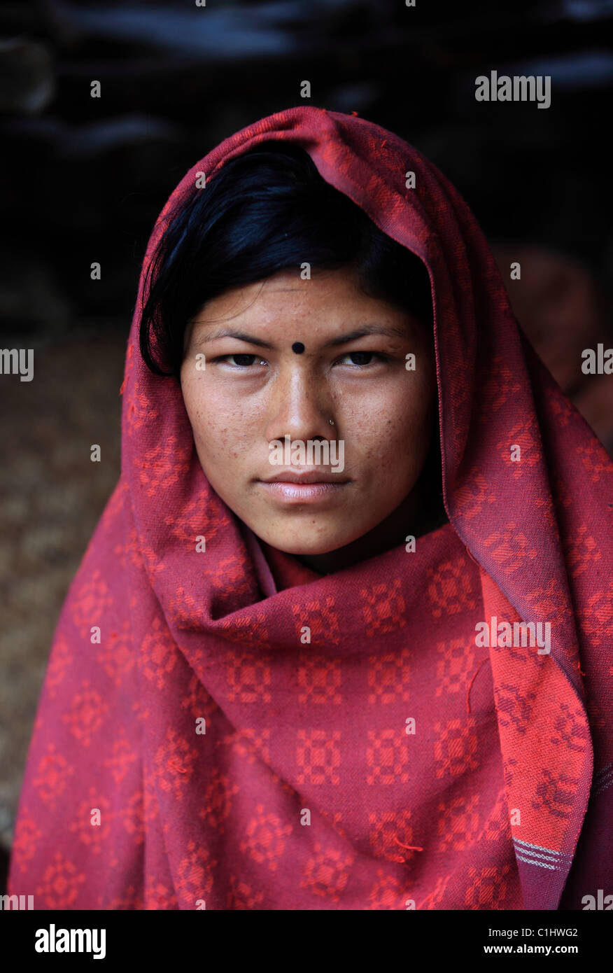Nepali girl in the hills of Nepal Stock Photo - Alamy