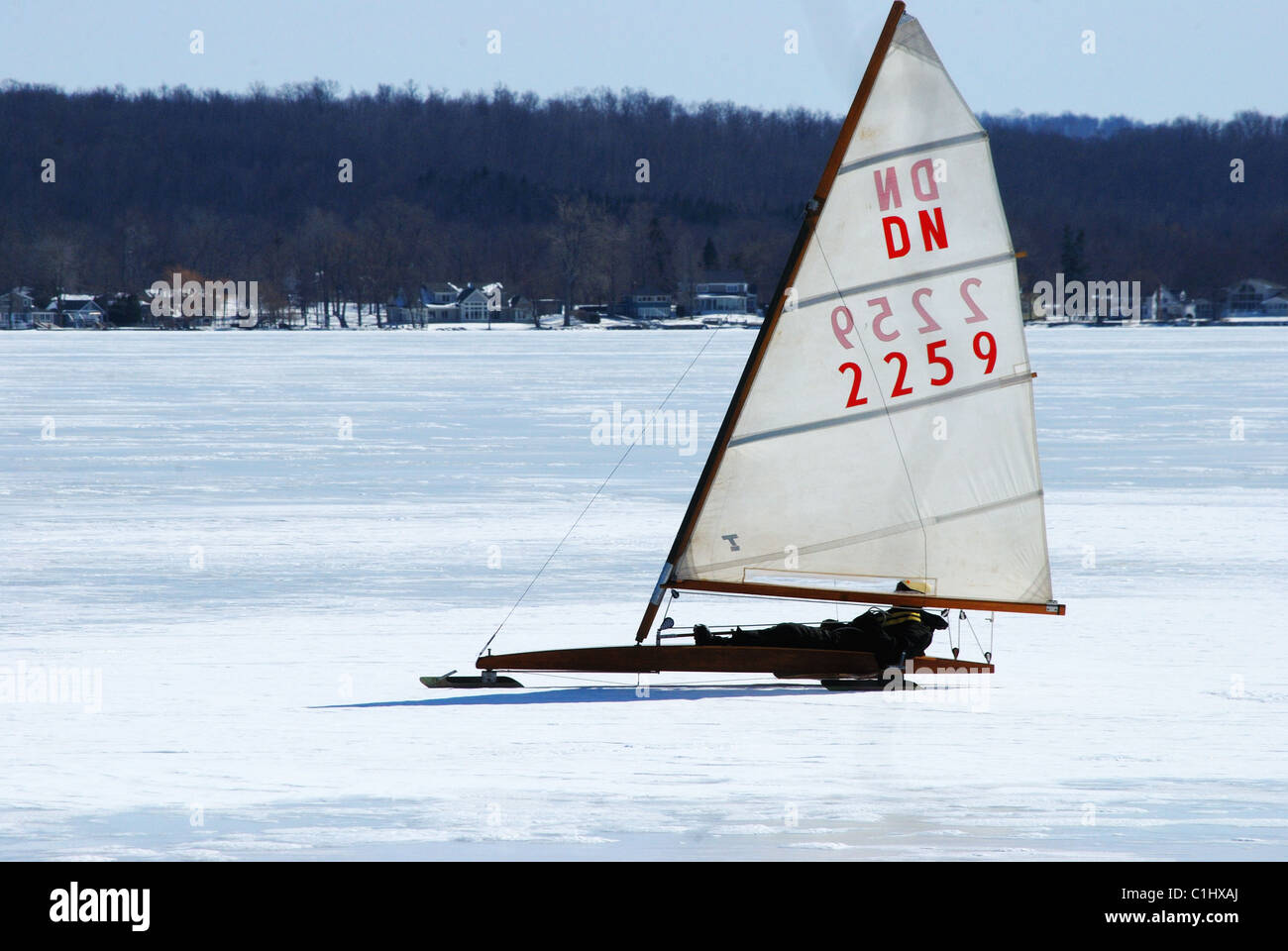 Ice sailing across frozen lake hi-res stock photography and images - Alamy