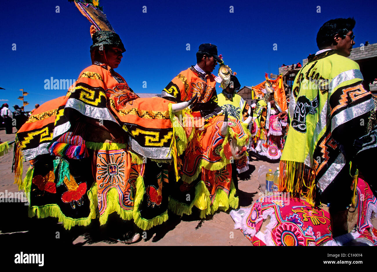 Peru, Puno Department, Taquile Island, Easter Celebration, traditional ...