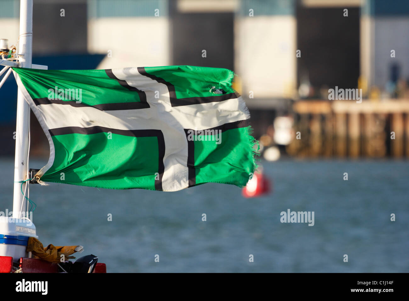 Devon flag, Teignmouth harbour, Devon Stock Photo - Alamy
