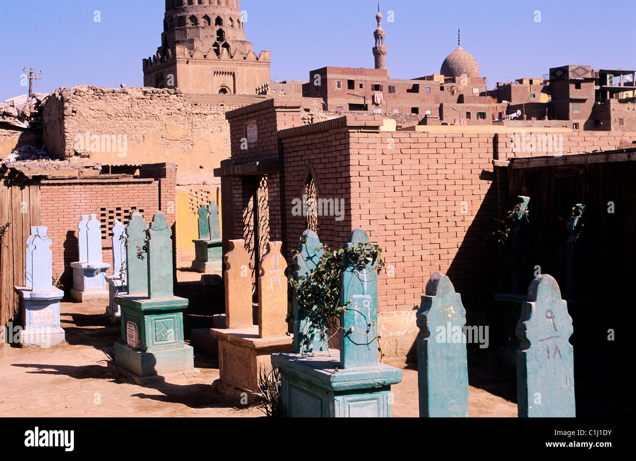 Egypt, Cairo, City of Deads, inhabited cemetery in Cairo center Stock ...