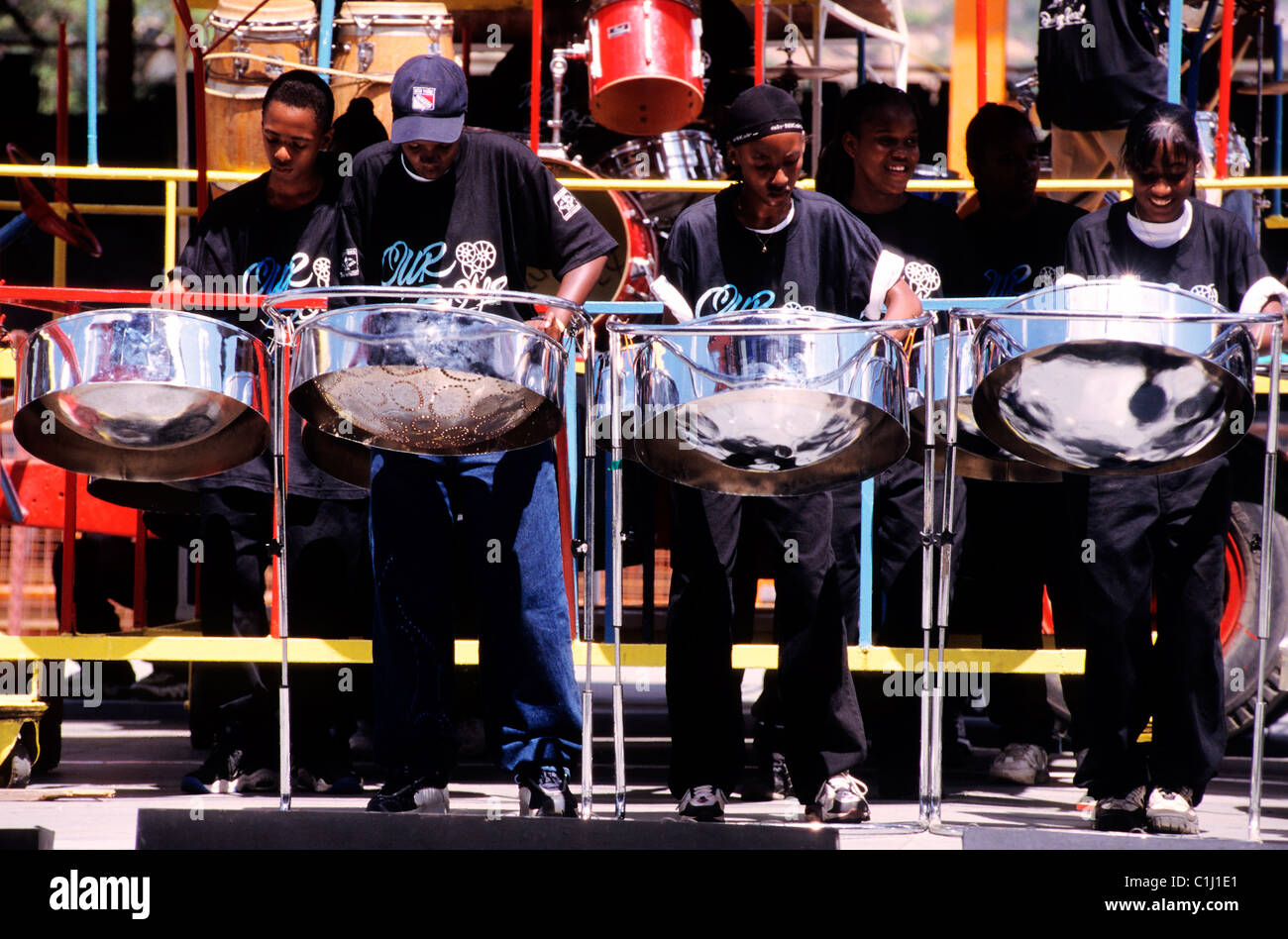 Trinidad and Tobago, Steelband in Port of Spain Stock Photo - Alamy
