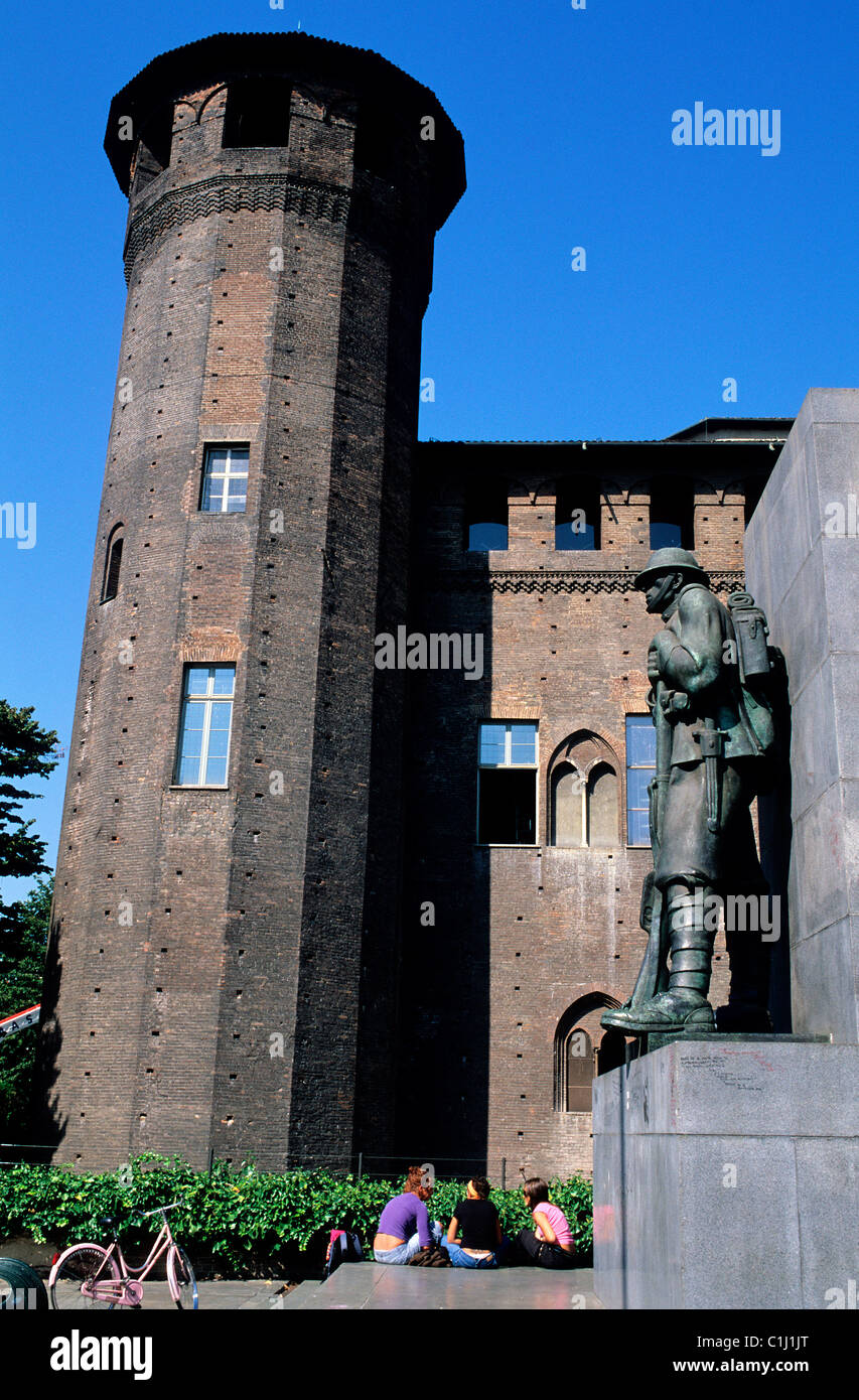 Italy, Turin, castle square: the medieval frontage of Madama Palace and ...