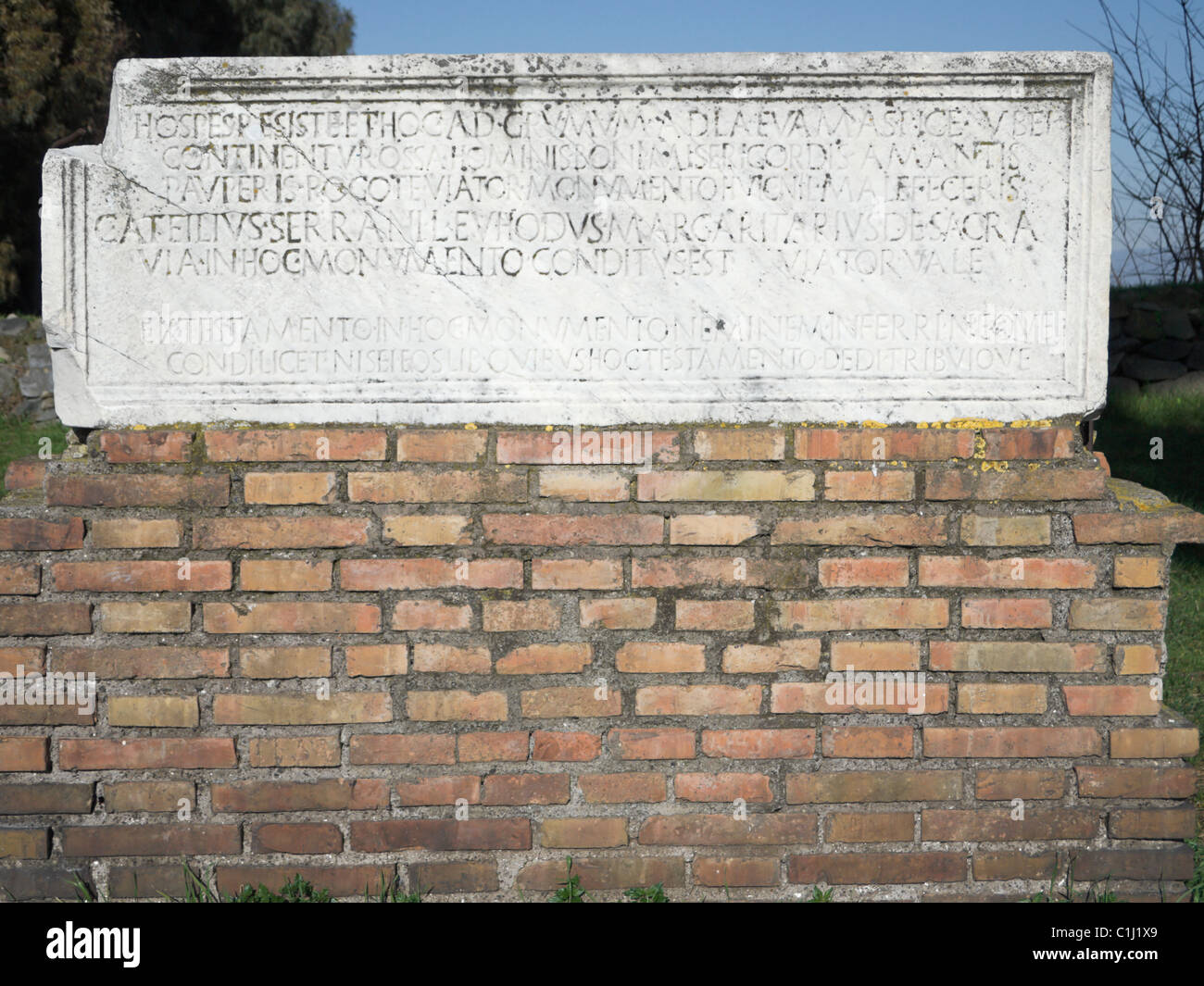 Appian Way (Appia Antica) tombstone inscription Stock Photo - Alamy