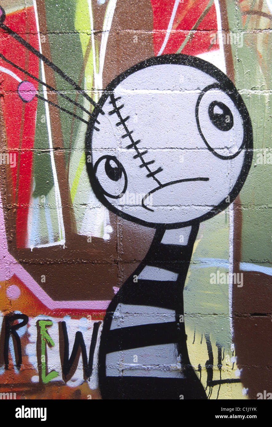 Cartoon Image of Worried Little Worm with Sad Face, Graffiti Image ...