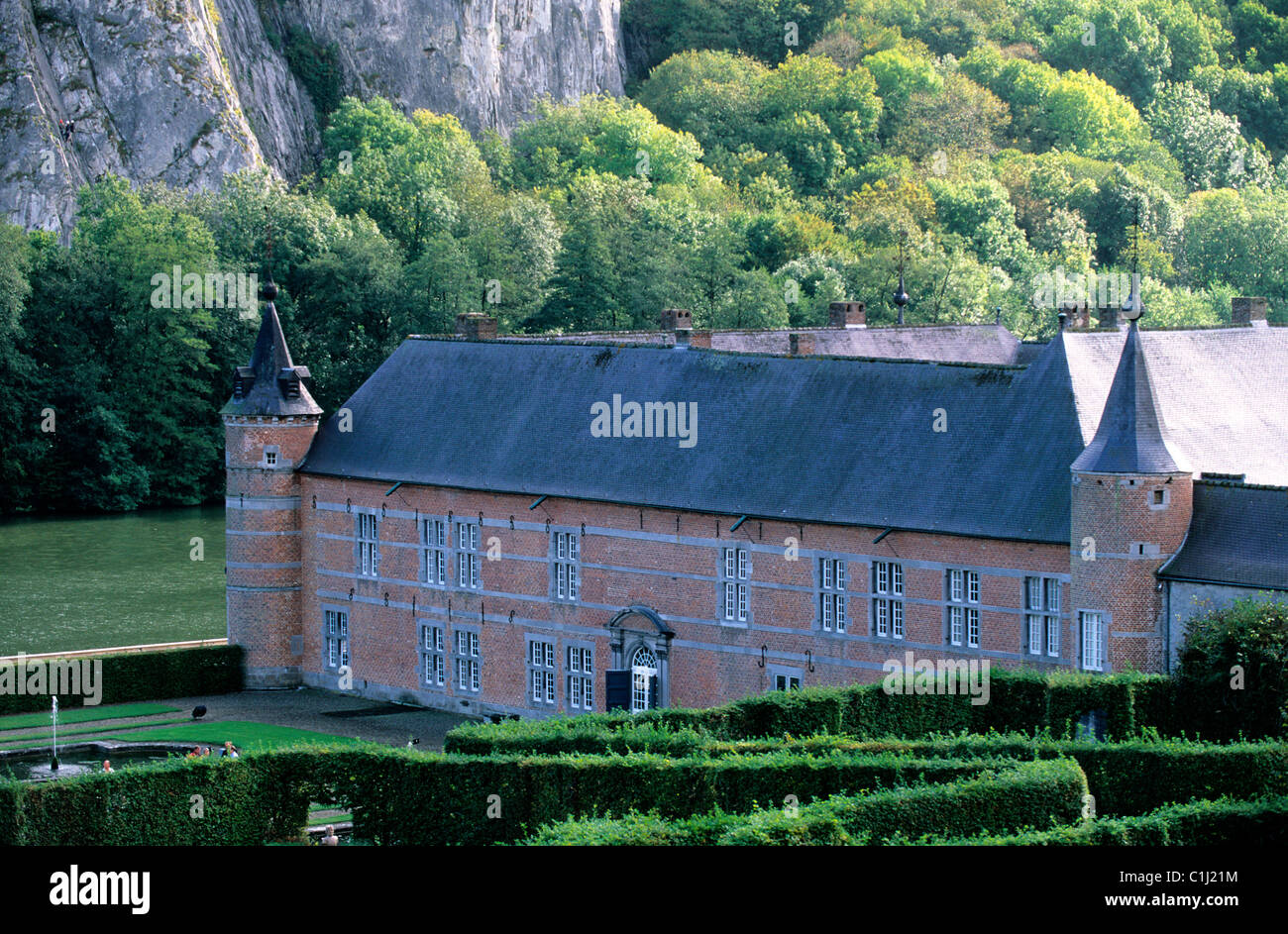 Belgium, Wallonia, Freyr castle along the river Meuse south of Dinant ...