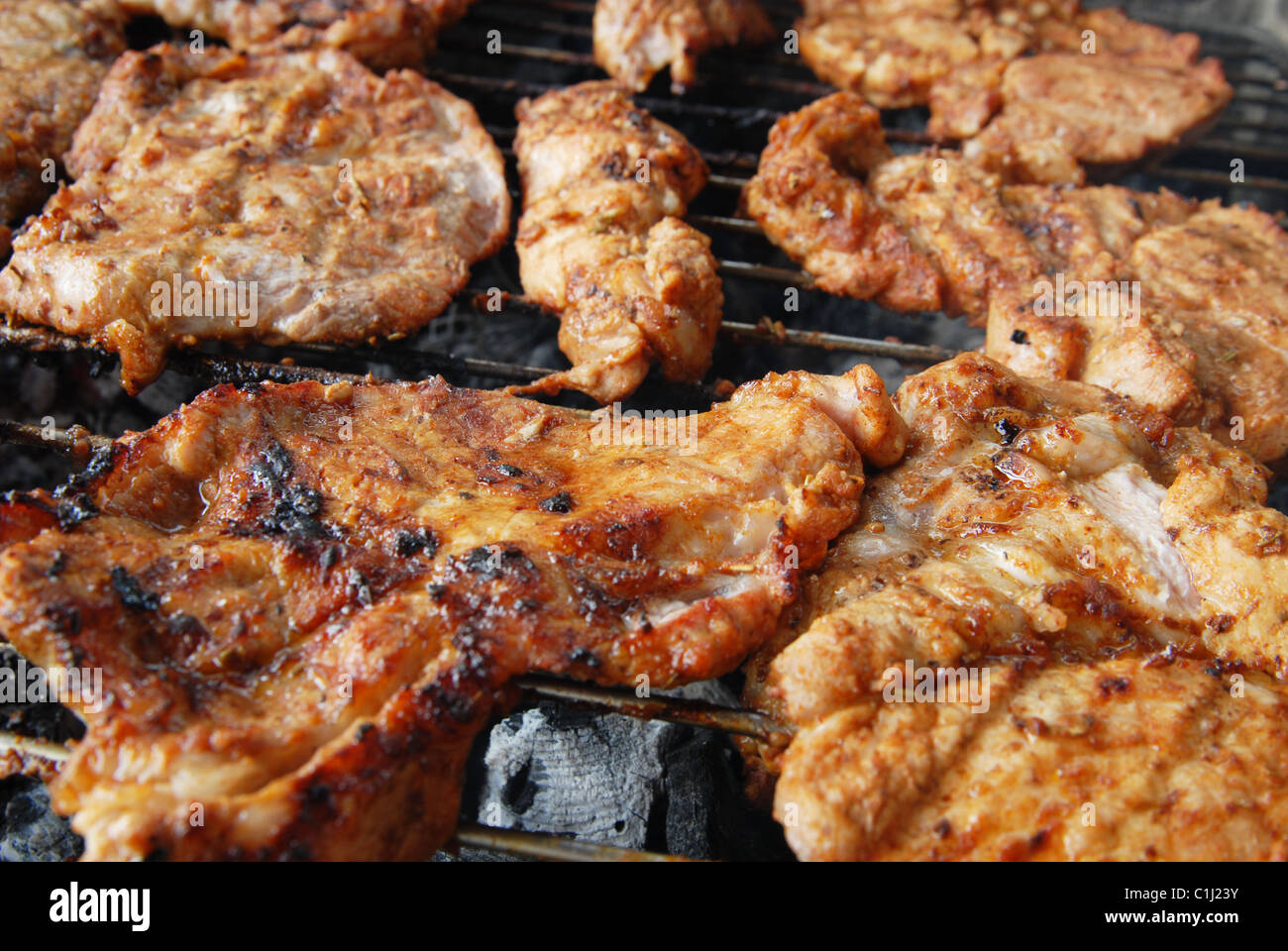 meat on grill , barbecue Stock Photo - Alamy