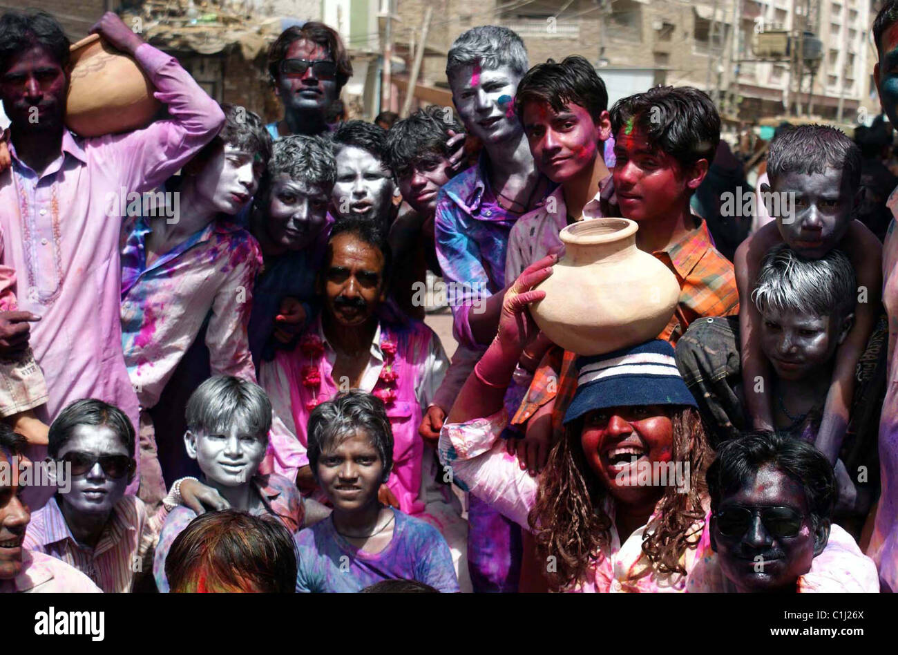 Hindu community people celebrating "Holi Festival" in Hyderabad on ...