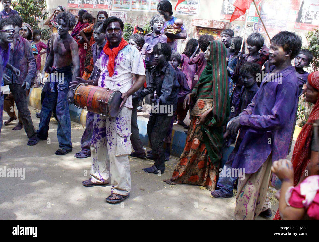 Hindu community people celebrating "Holi Festival" in Hyderabad on ...