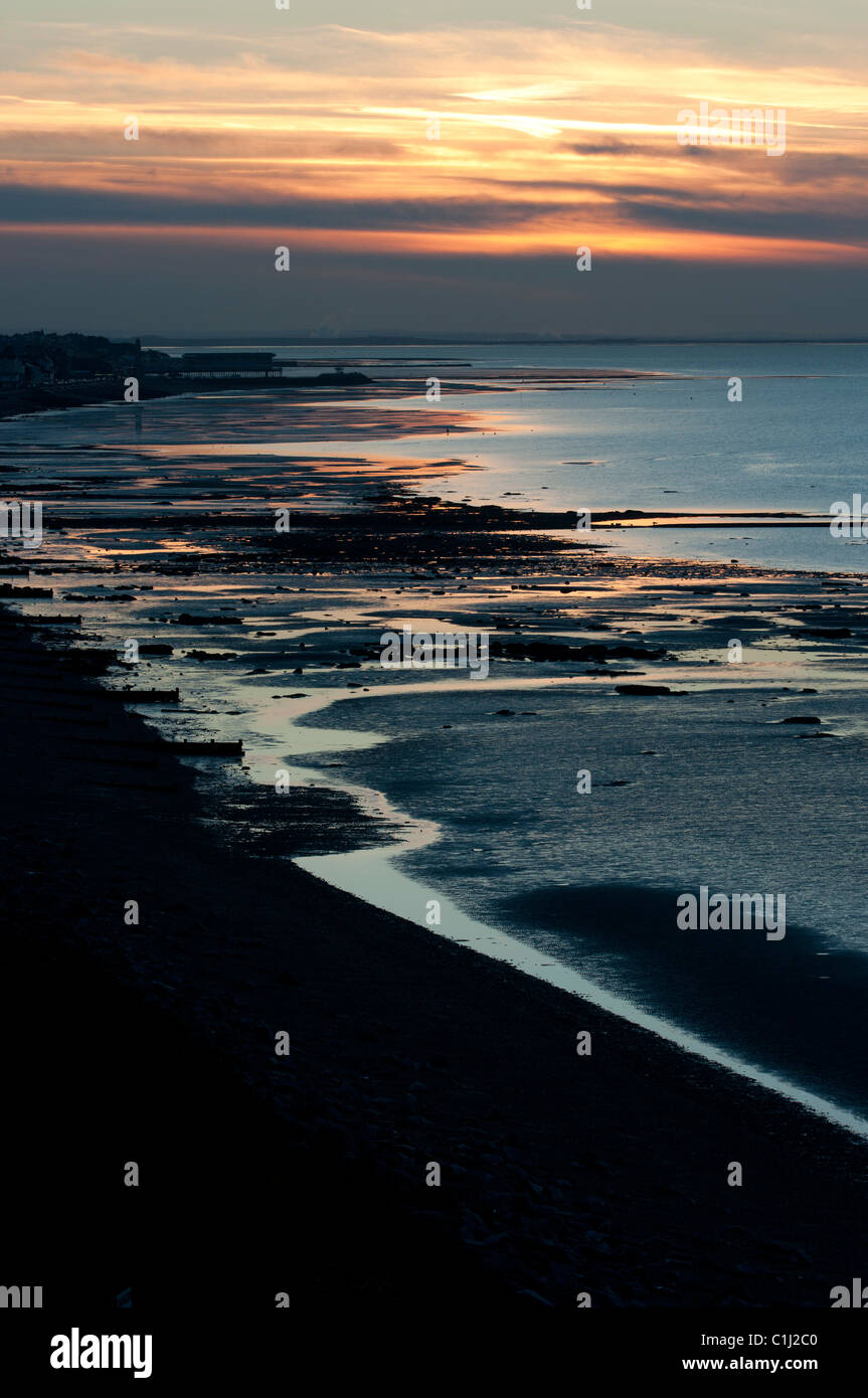 sunset at Herne Bay kent england UK seaside town on the north kent ...