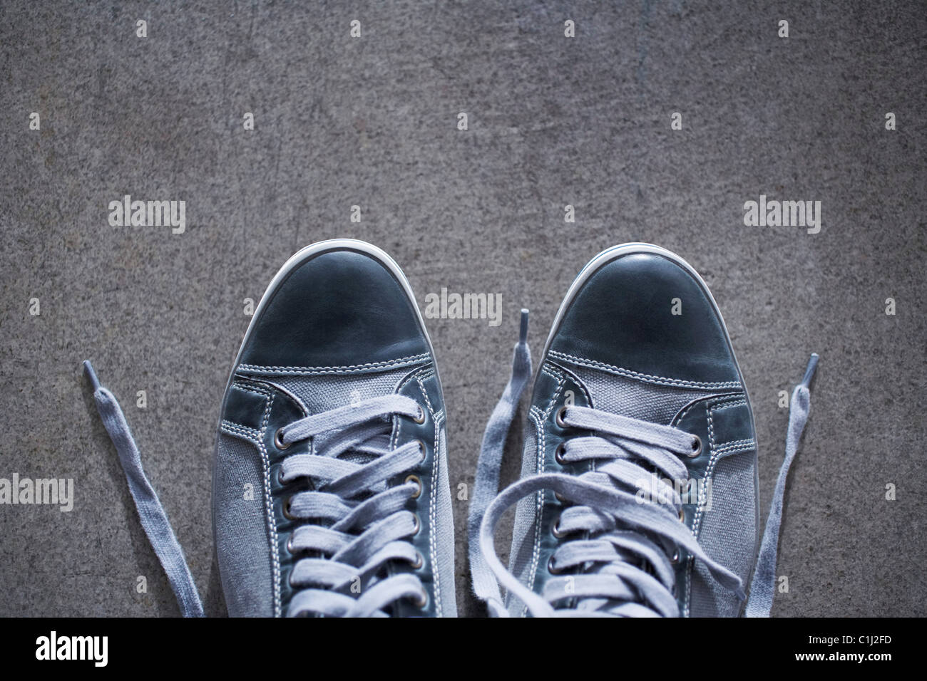 Overhead shot white sneakers hi-res stock photography and images - Alamy
