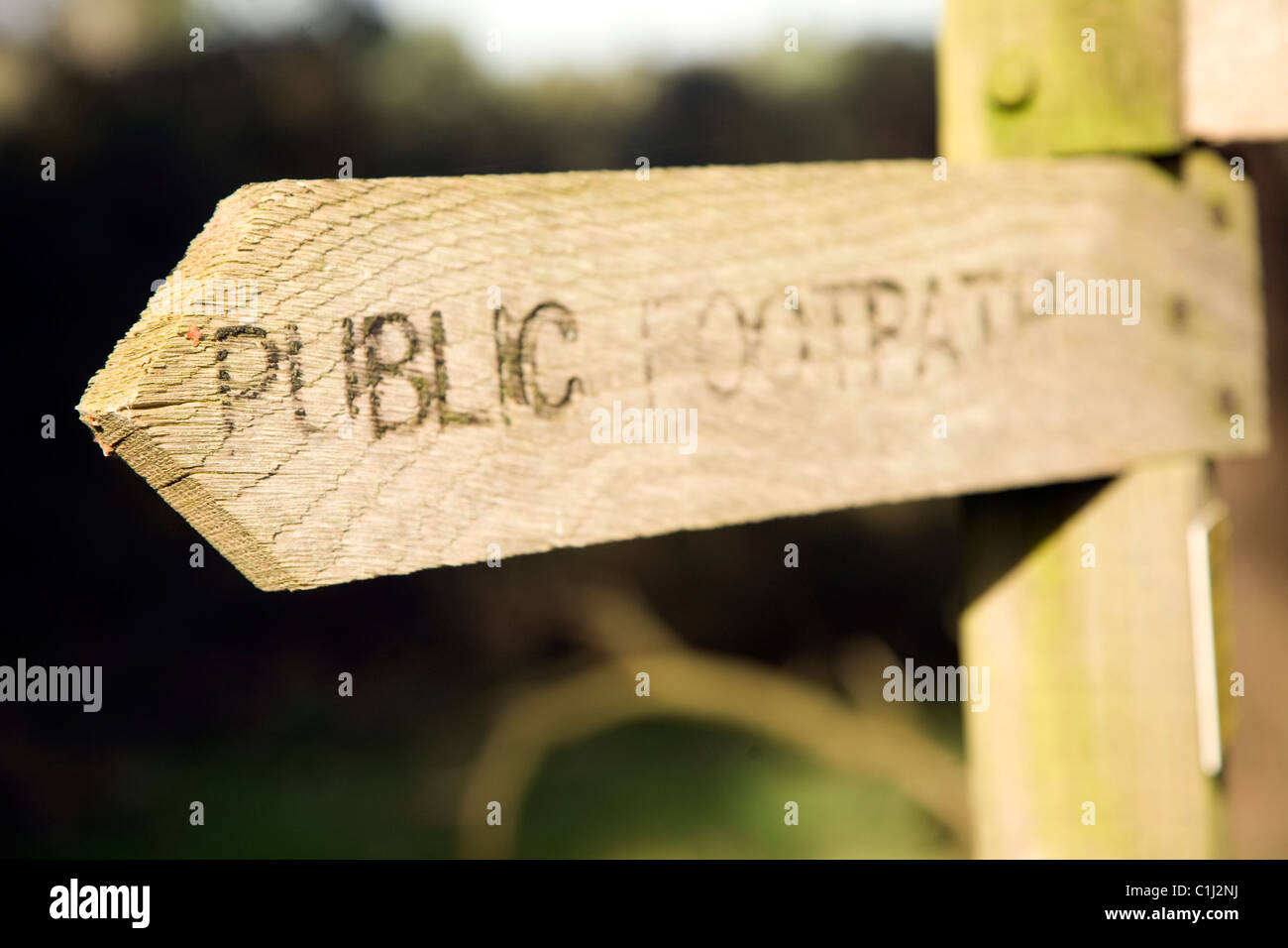 Wooden public footpath sign pointing direction arrow wood signs pointer ...