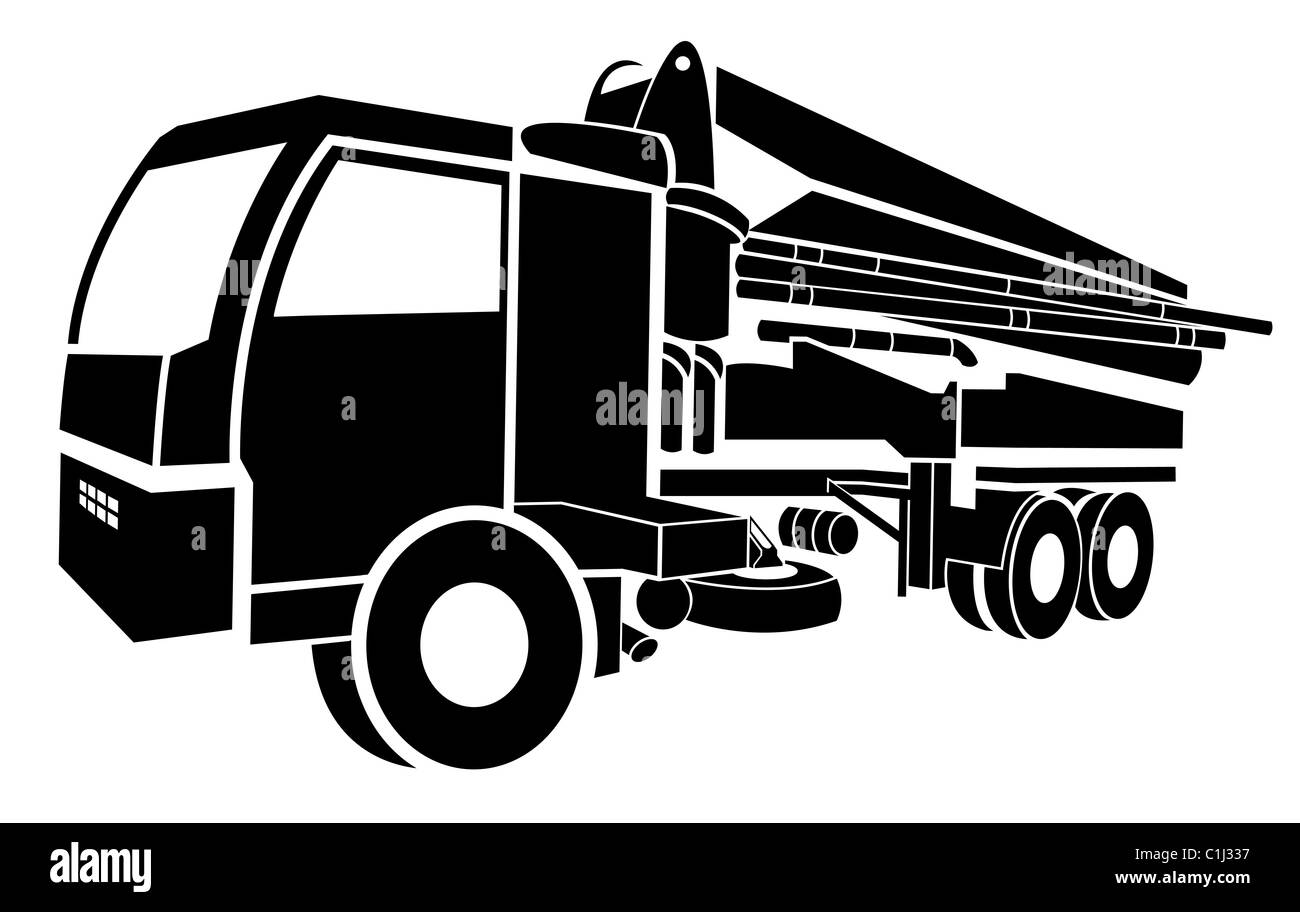 Black Concrete pump against white background Stock Photo - Alamy