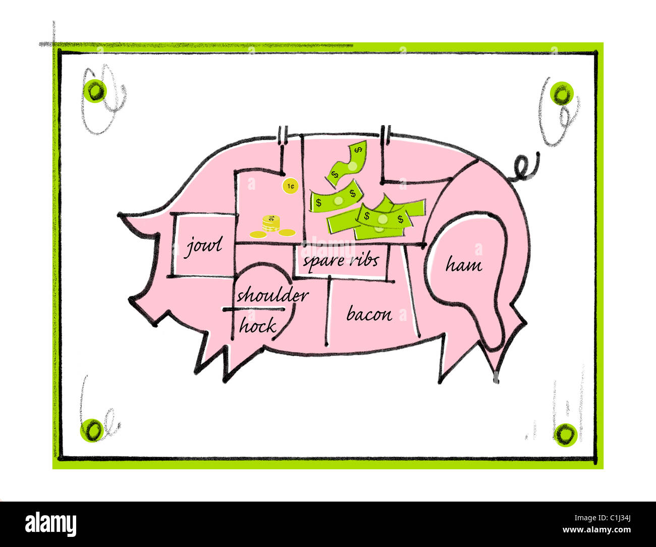 Illustration of Piggy Bank Stock Photo - Alamy