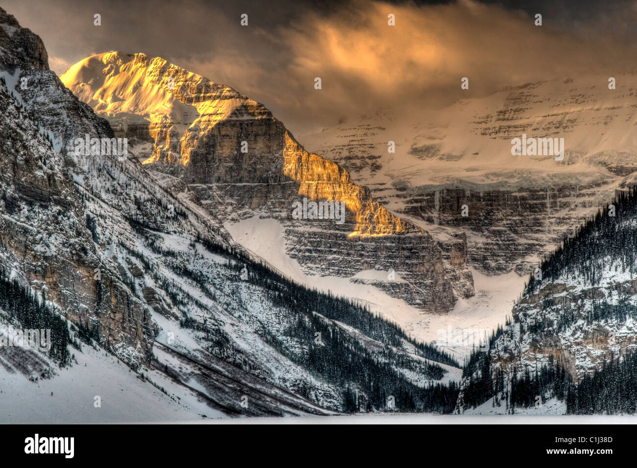 View Across Lake Louise to Mount Victoria and Mount Lefroy in in Banff ...