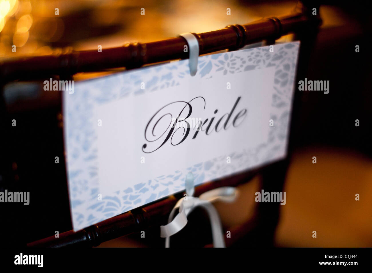 Bride Sign on Chair Stock Photo - Alamy