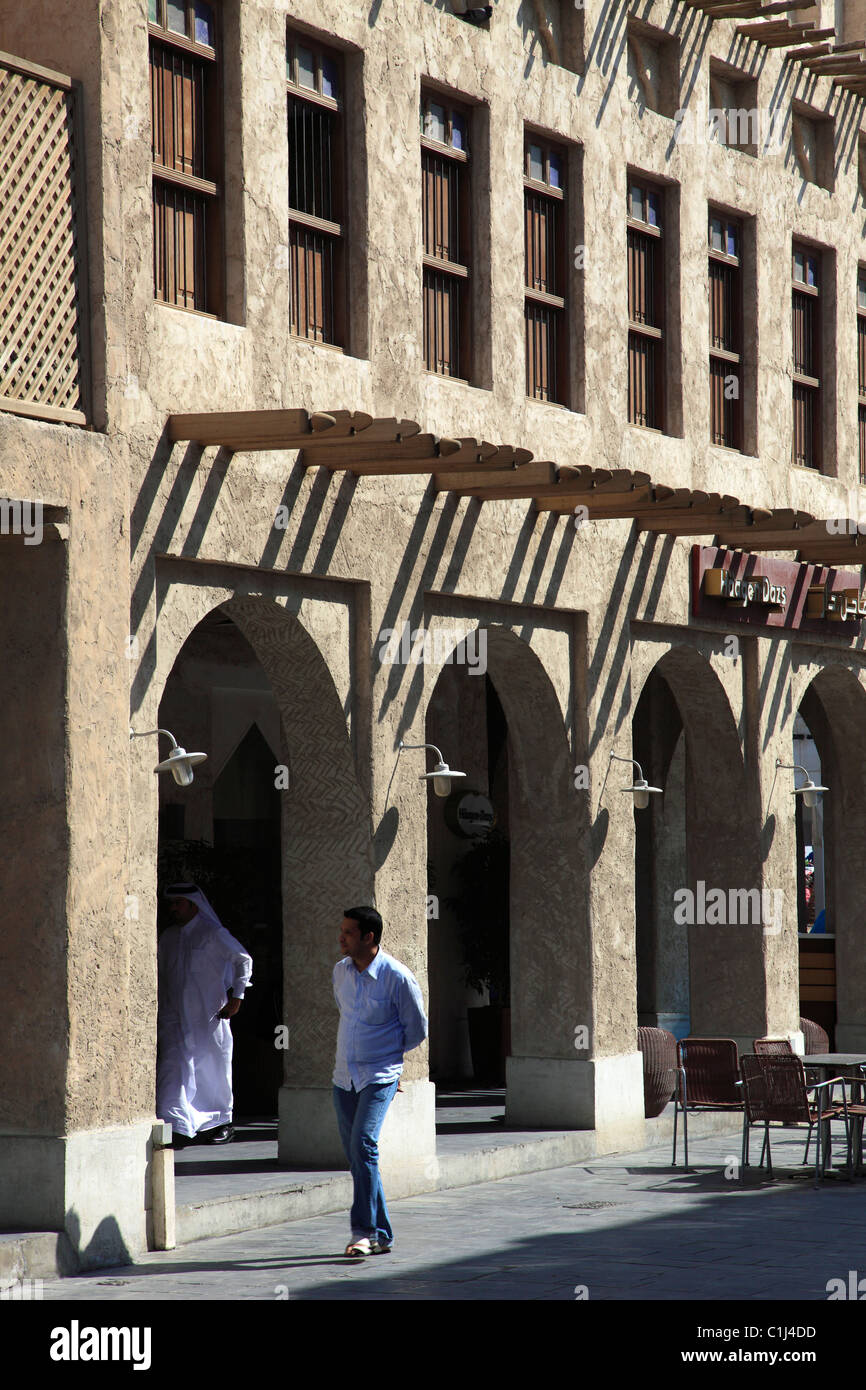 Qatar, Doha, Souq Waqif, street scene, traditional architecture Stock ...