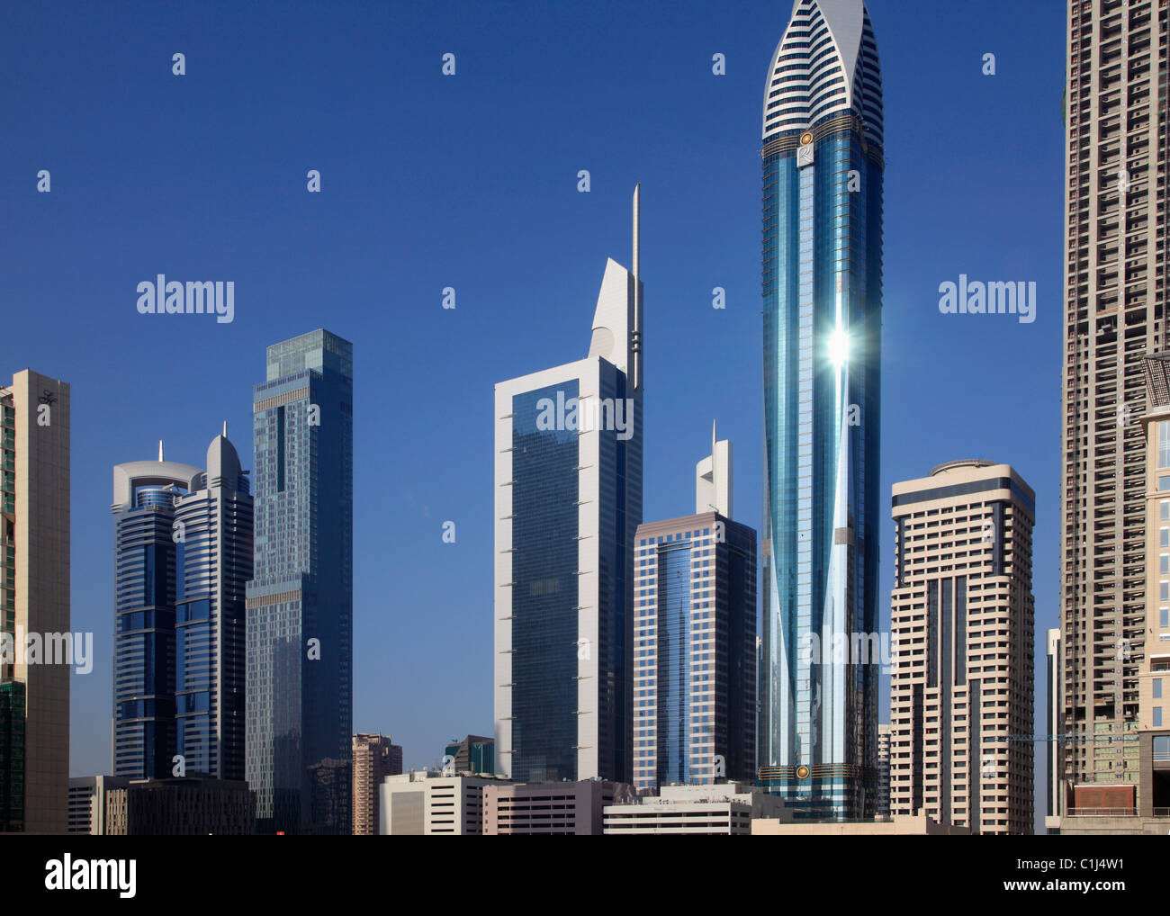 United Arab Emirates, Dubai, Sheikh Zayed Road, skyscrapers Stock Photo ...