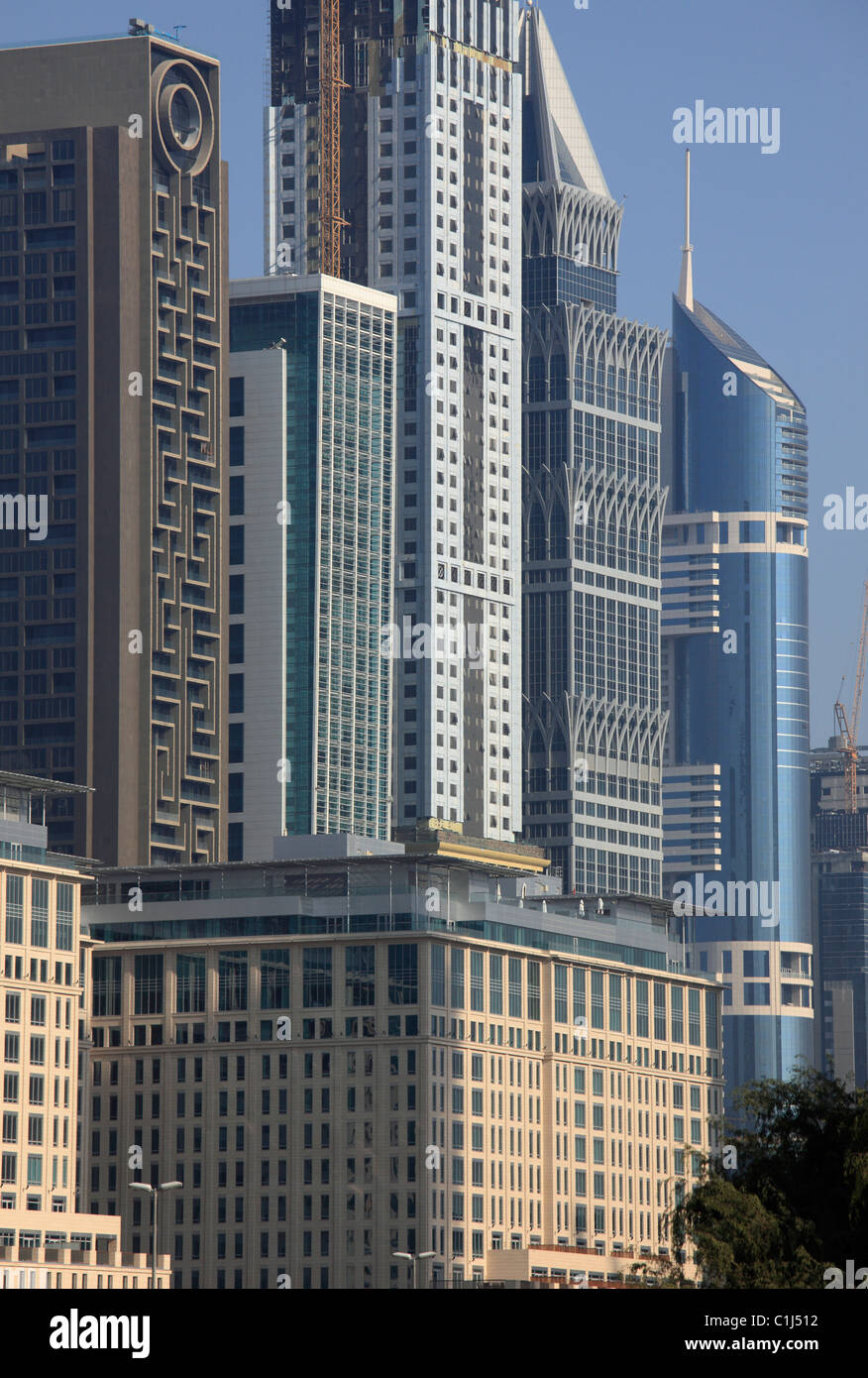 United Arab Emirates, Dubai, Sheikh Zayed Road, skyscrapers Stock Photo ...