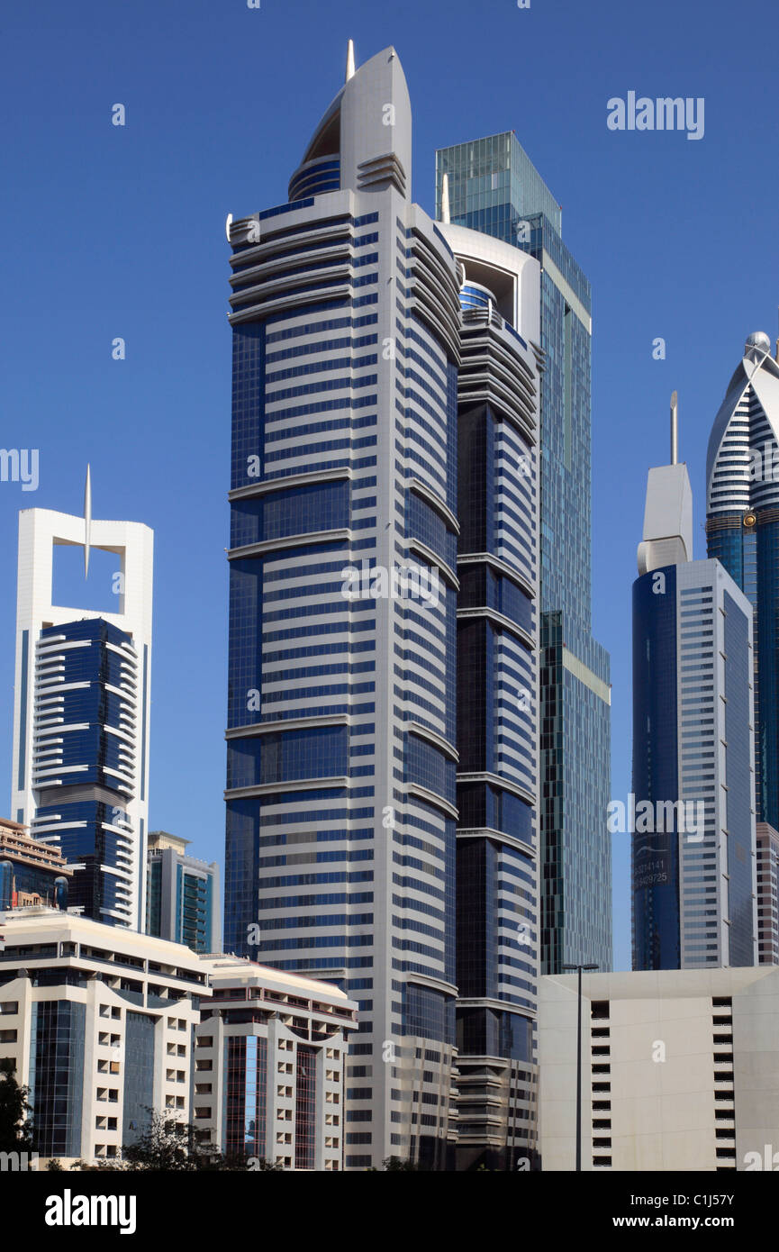 United Arab Emirates, Dubai, Sheikh Zayed Road, skyscrapers Stock Photo ...