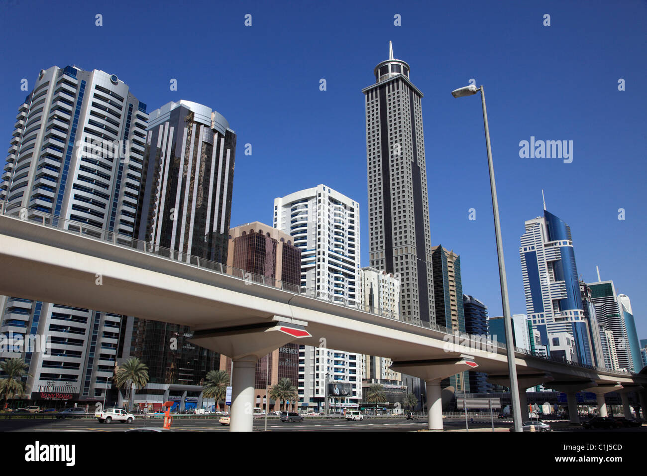 United Arab Emirates, Dubai, Sheikh Zayed Road, skyscrapers Stock Photo ...